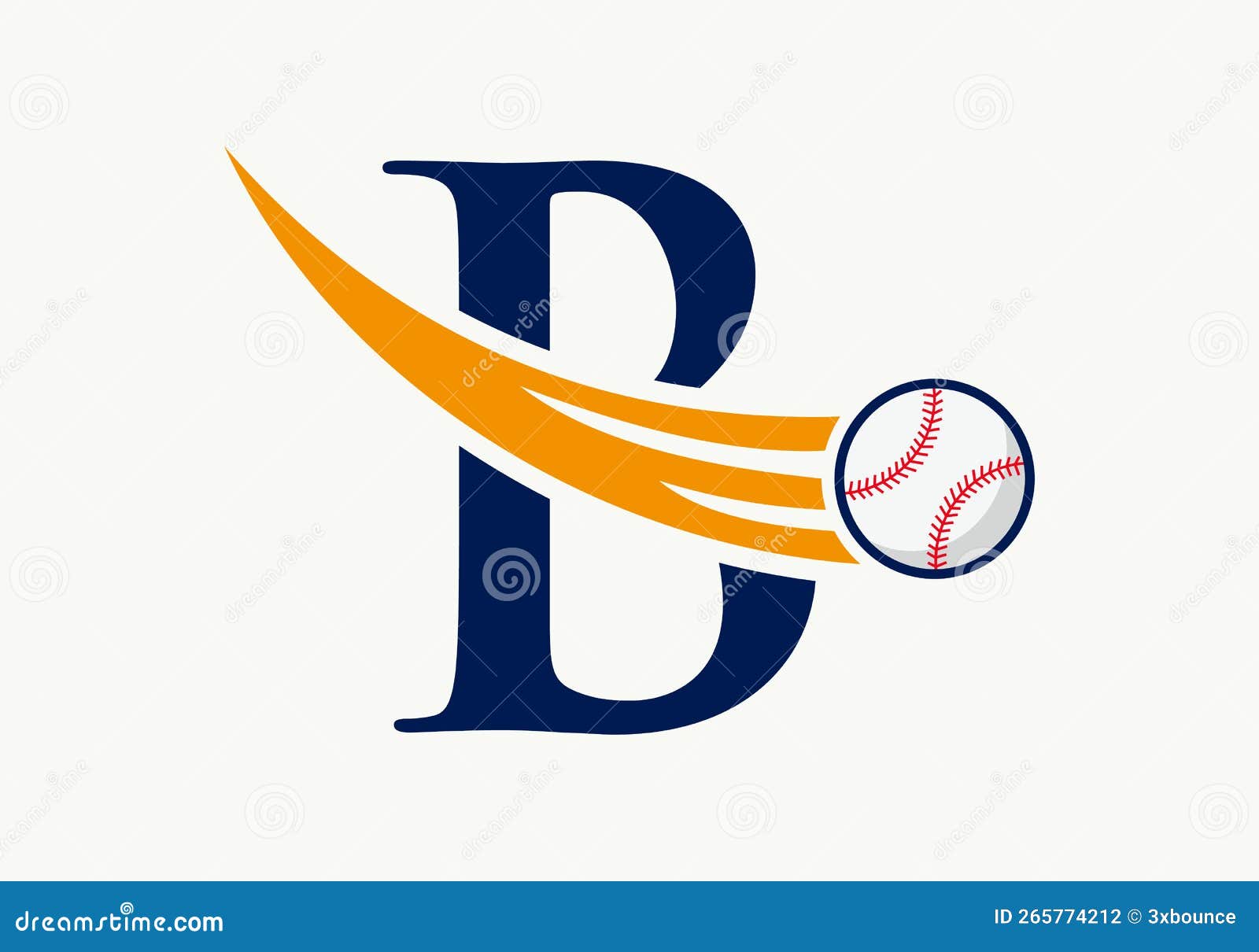 Letter B Baseball Logo Concept with Moving Baseball Icon Vector ...