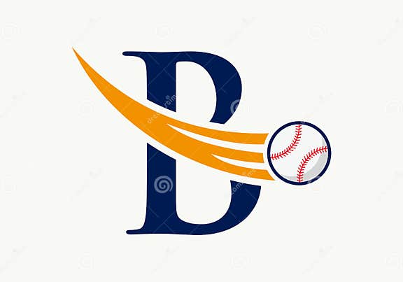 Letter B Baseball Logo Concept with Moving Baseball Icon Vector ...