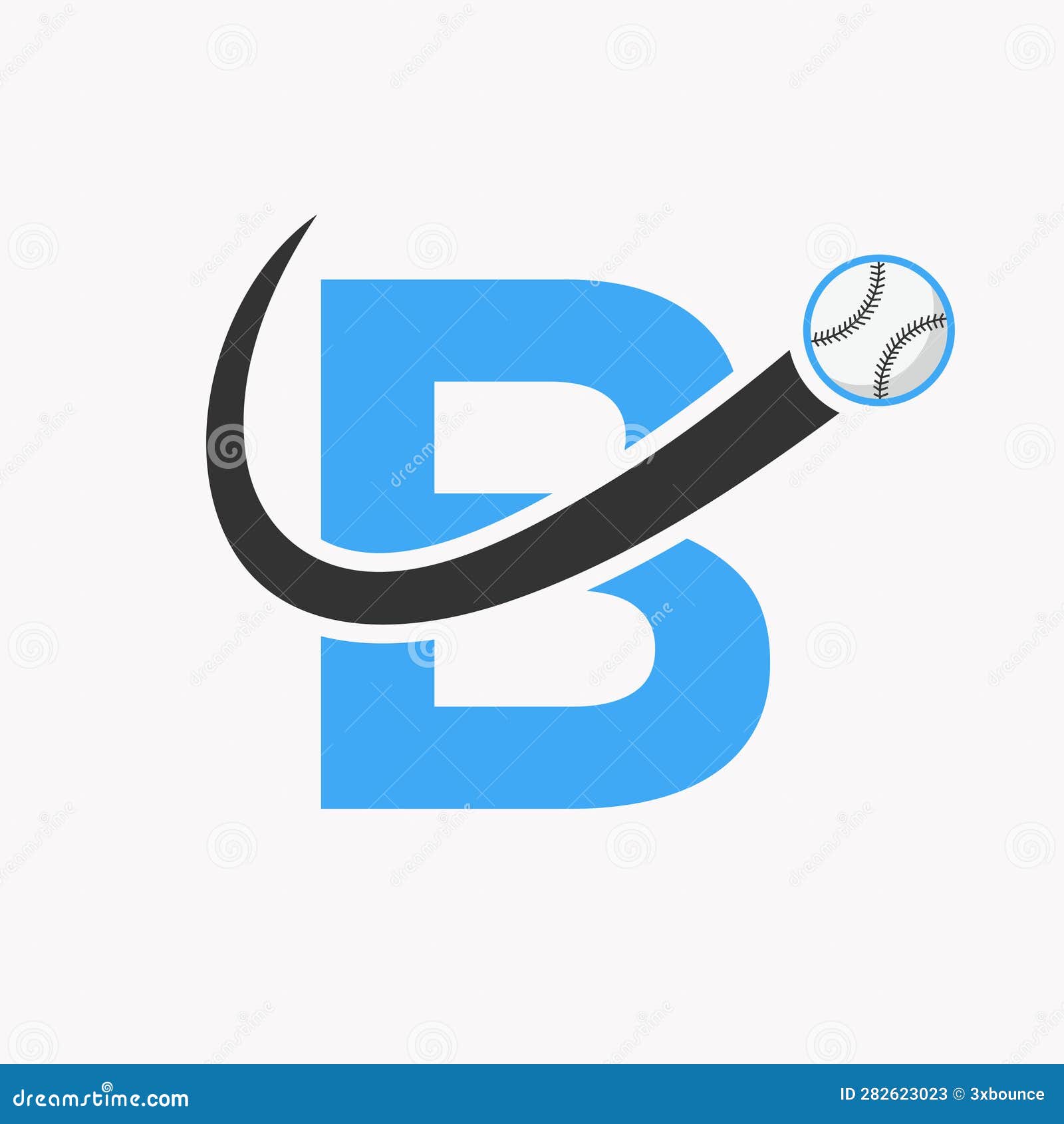 Letter B Baseball Logo Concept with Moving Baseball Icon Vector ...