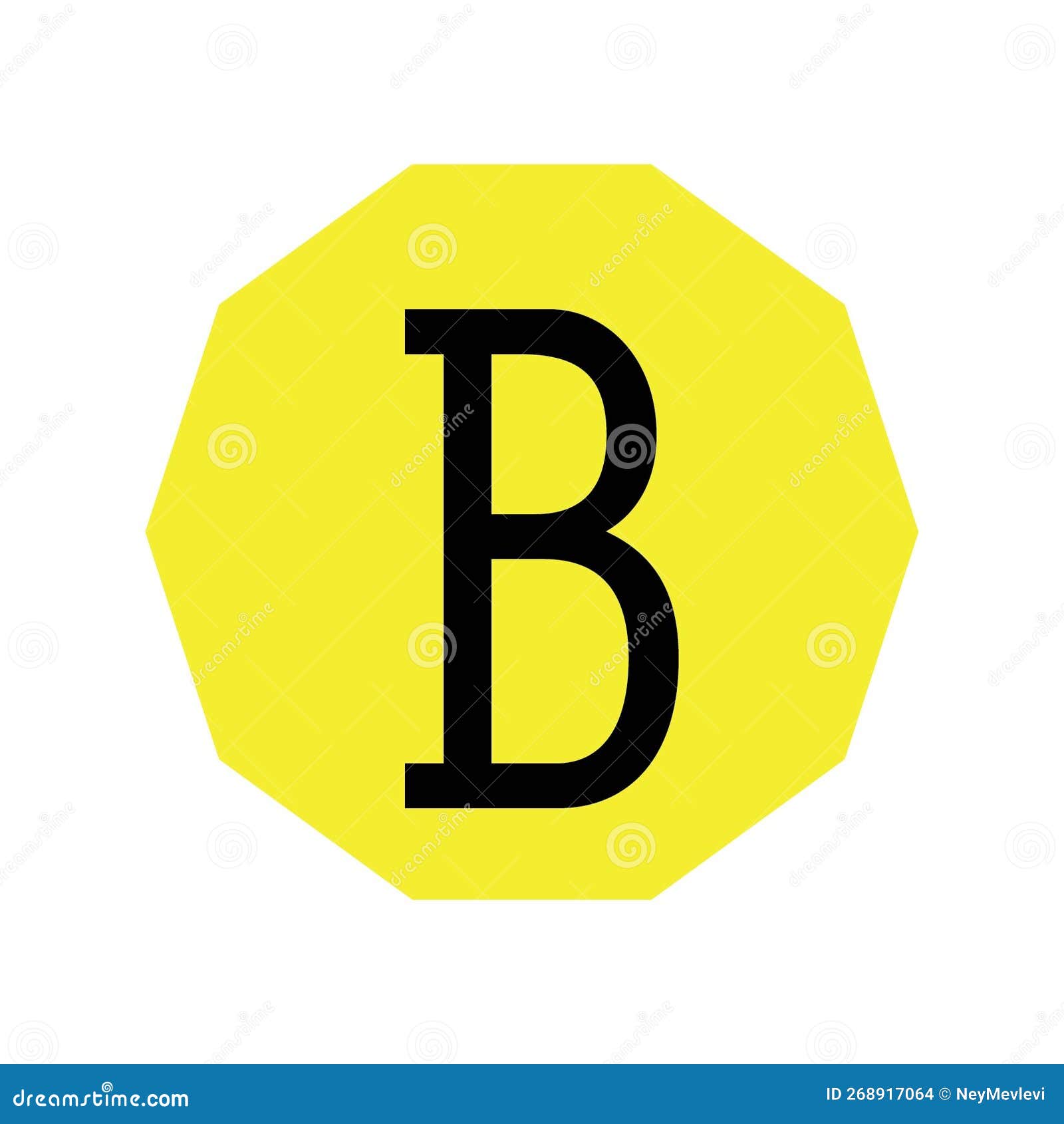 The Letter B Is Black In Color With A Yellow Decagon Royalty-Free Stock ...