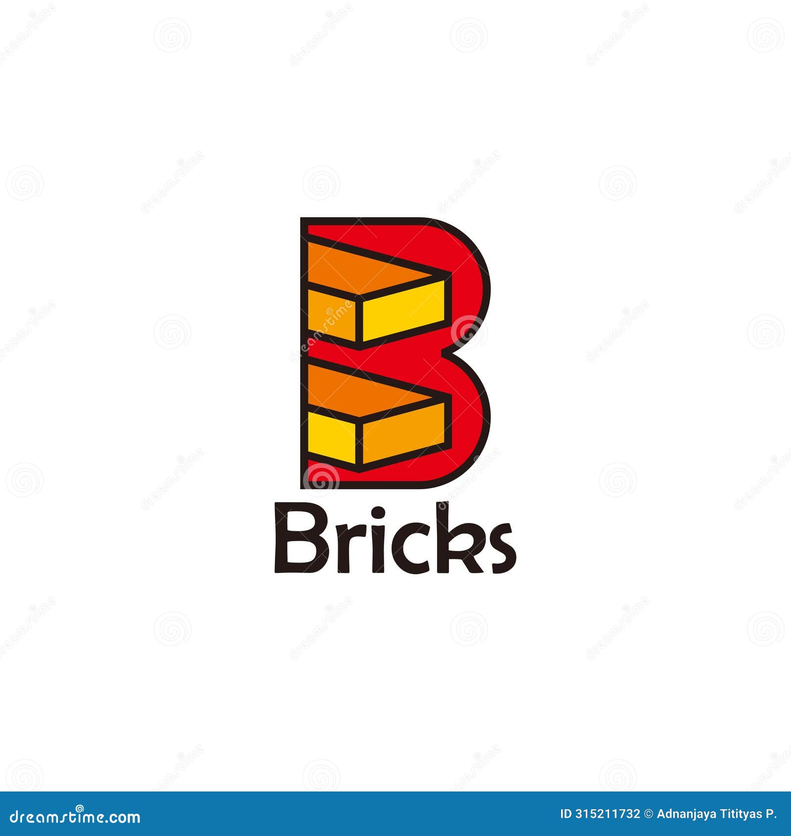 Letter B Brick 3d Flat Geometric Logo Vector Stock Vector ...