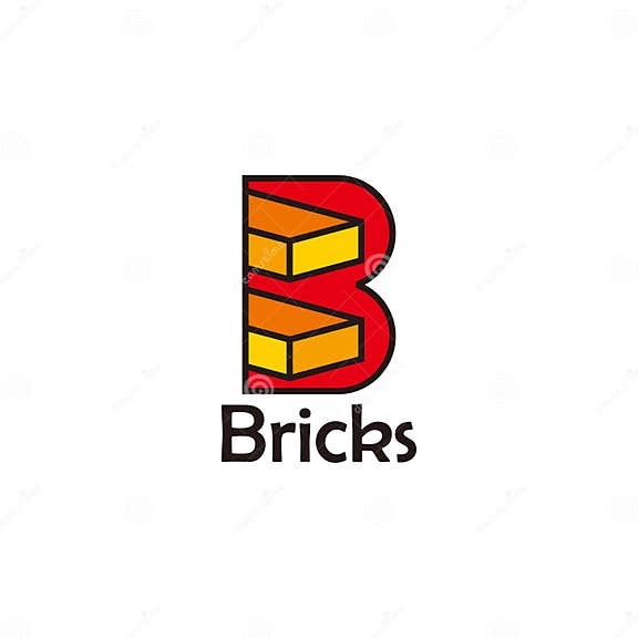 Letter B Brick 3d Flat Geometric Logo Vector Stock Vector ...