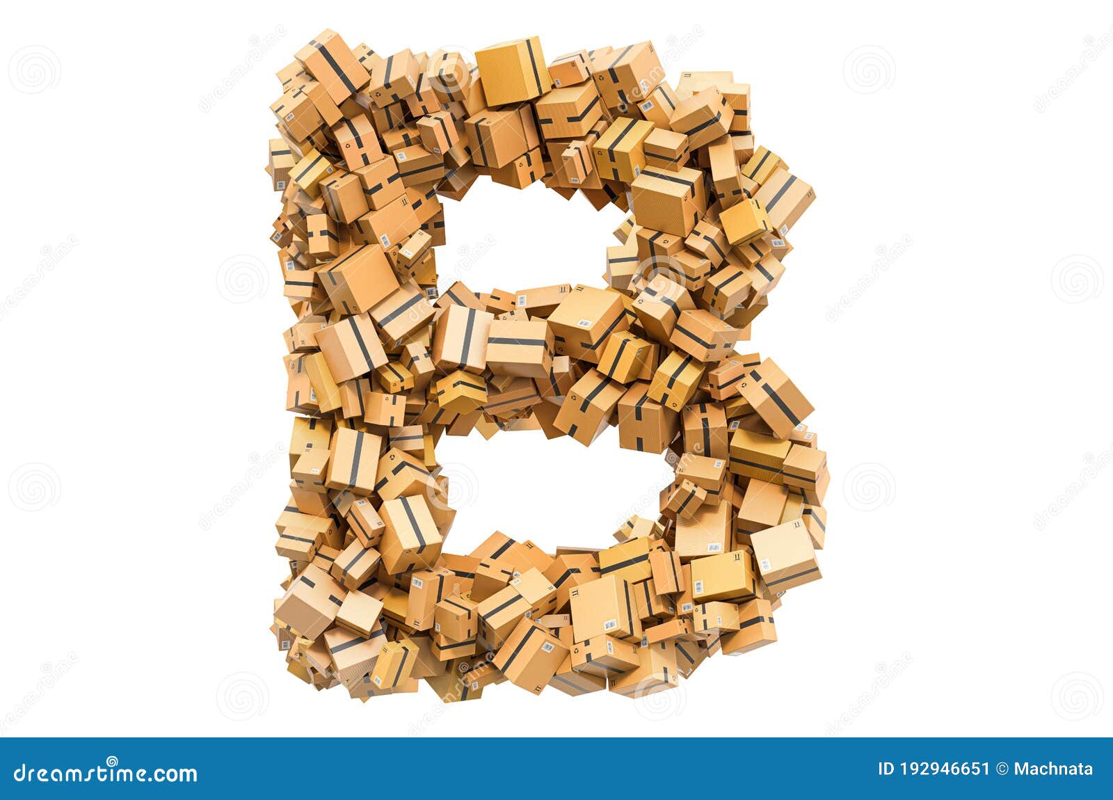 Letter B from Cardboard Boxes. 3D Rendering Stock Illustration ...