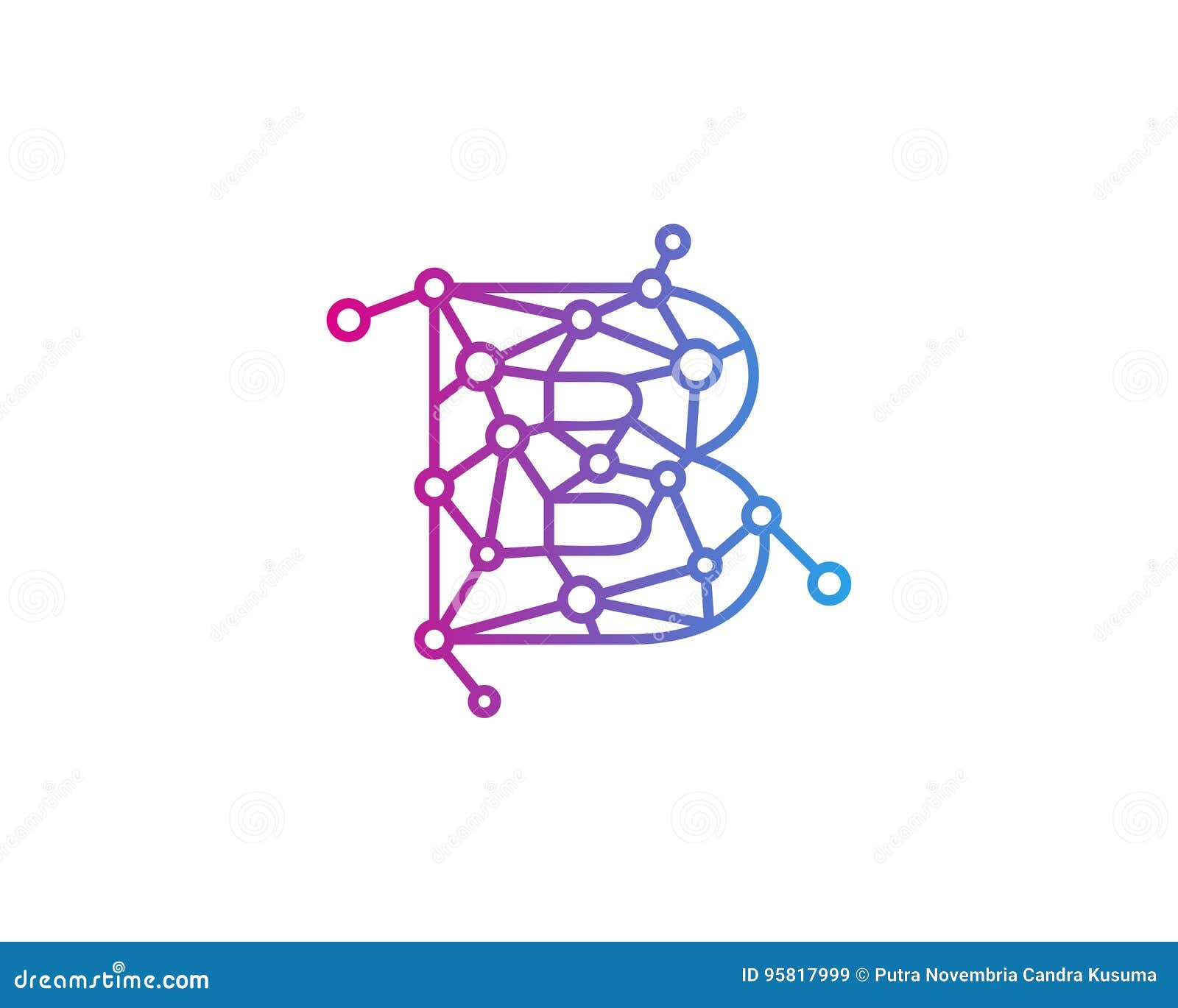 Letter B Connect Dot Network Icon Logo Design Element Stock Vector ...