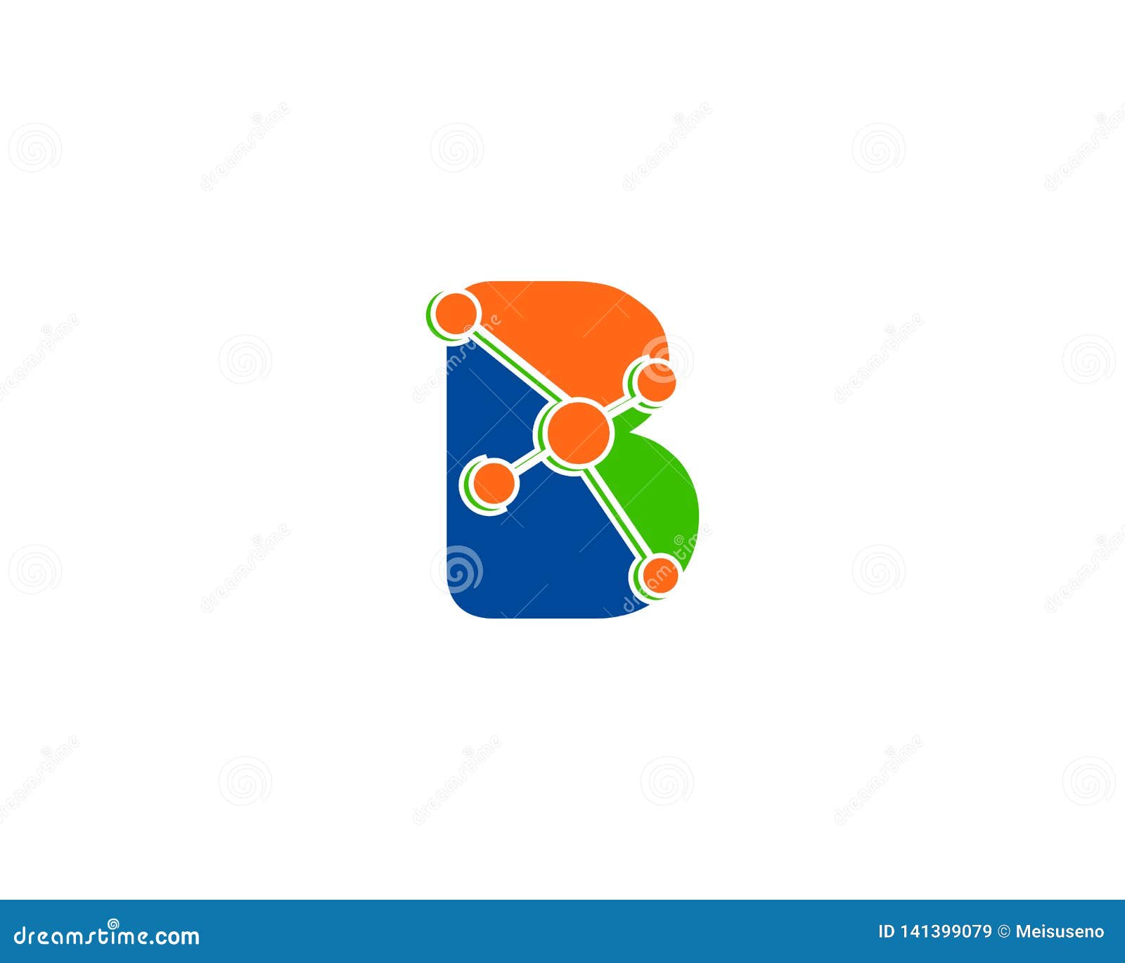 Letter B Connected Circle Network Logo Design Element Stock Vector ...