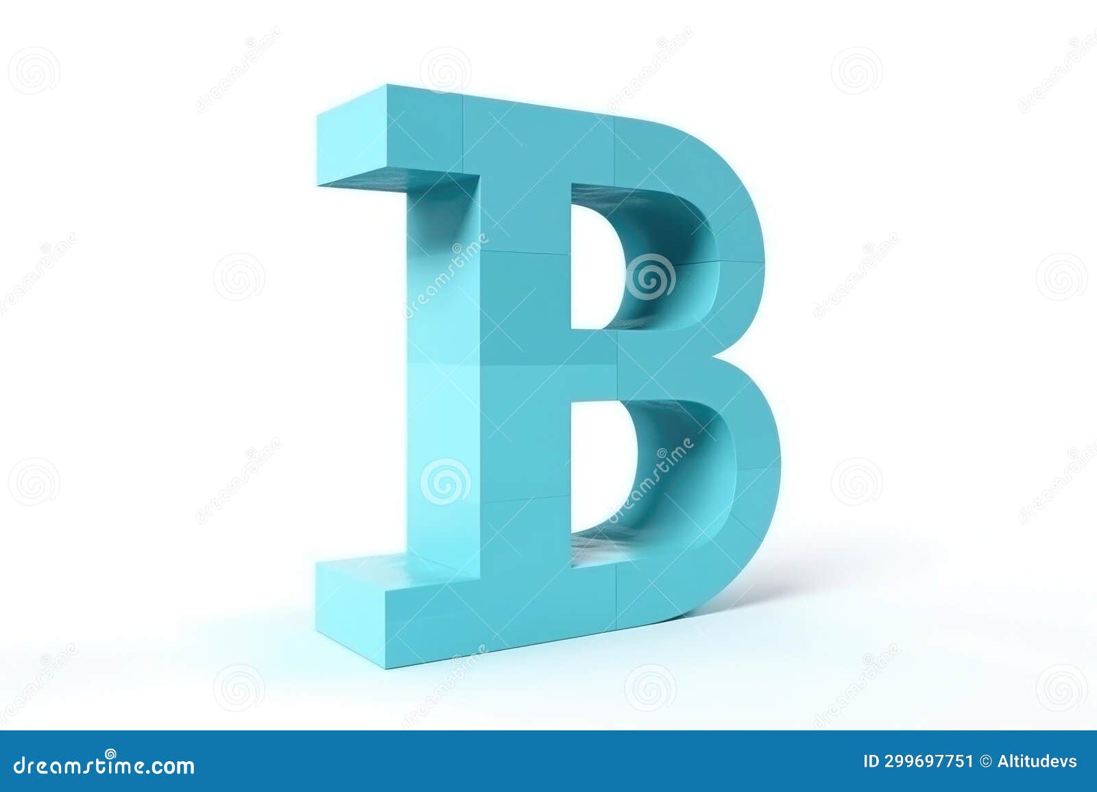 Letter B, 3d Block Letters Style, on White Background Stock ...