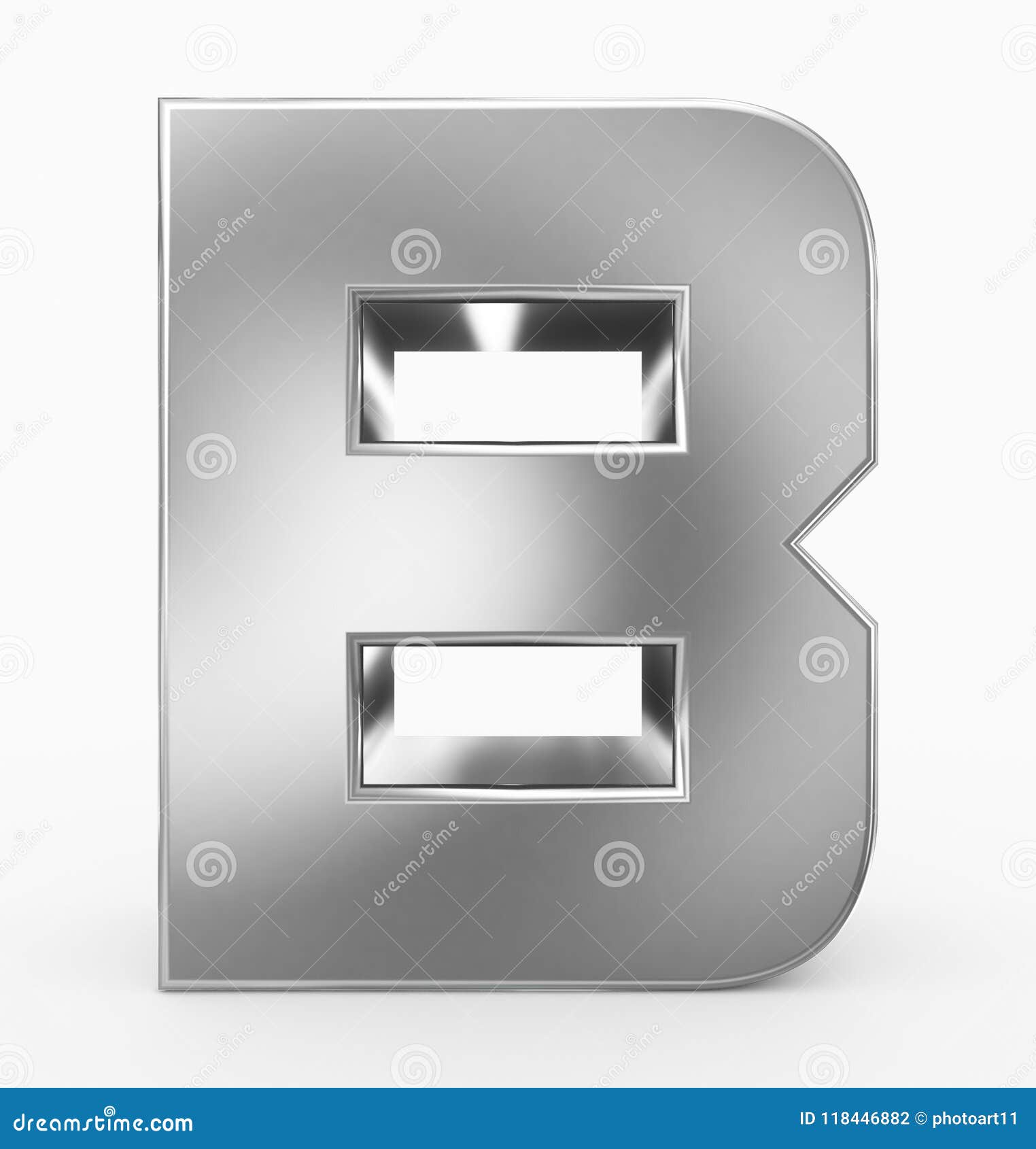 Letter B 3d Cubic Rounded Silver Isolated on White Stock Illustration ...