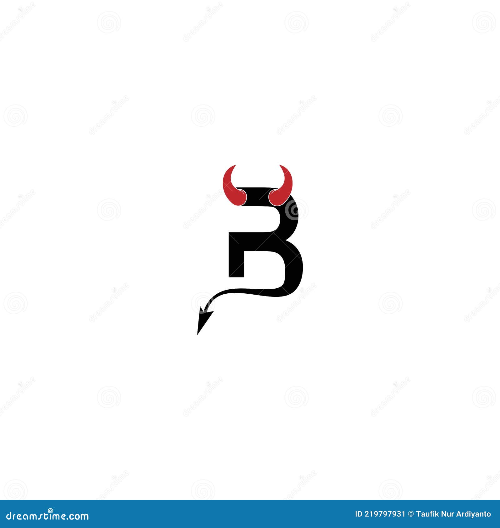 Letter B with Devil`s Horns and Tail Icon Logo Design Vector Stock ...