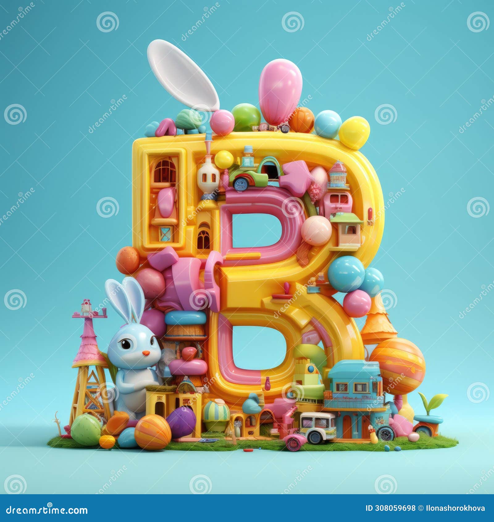 Letter B with Easter Decorations. Ai Generated Stock Illustration ...