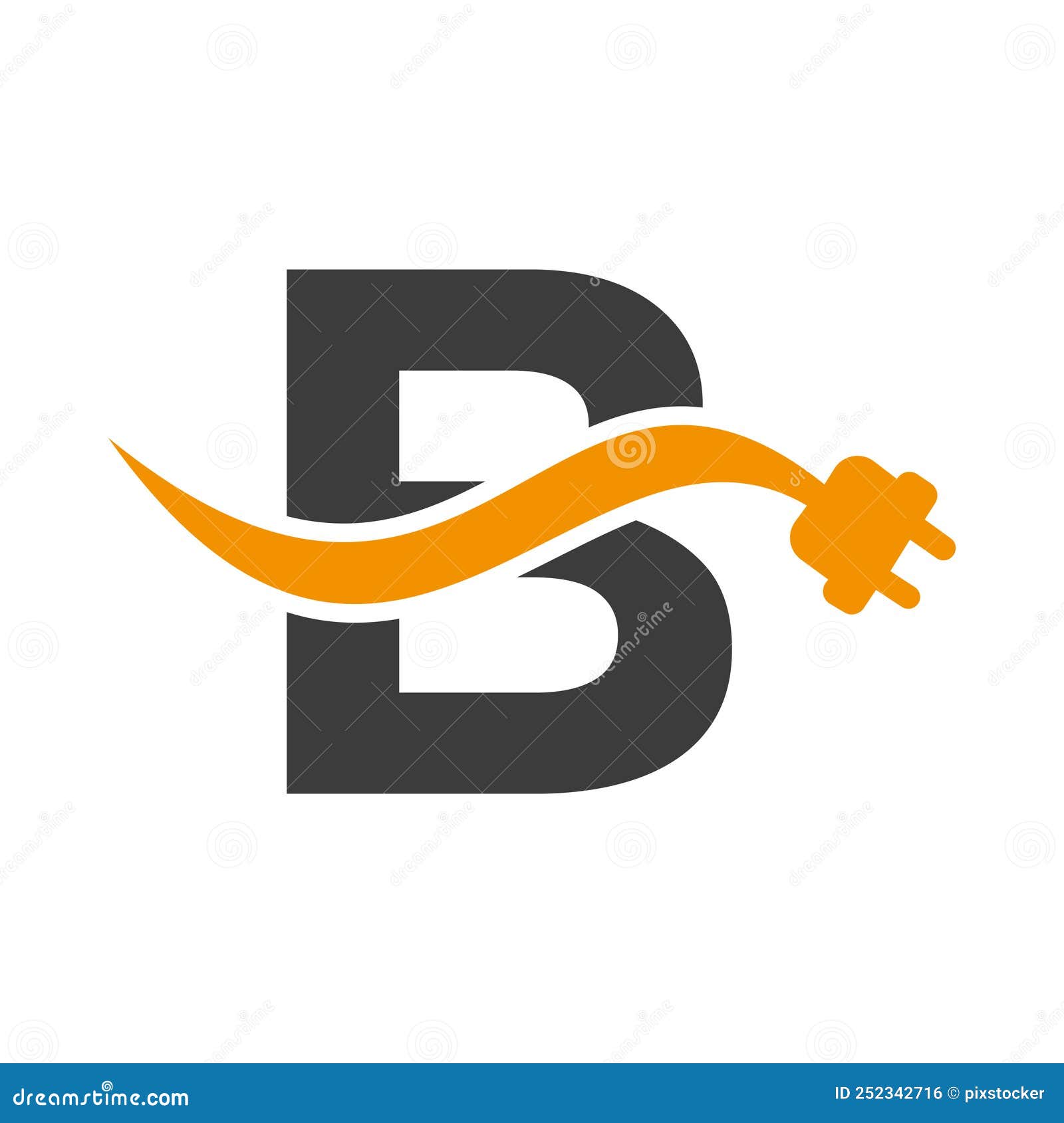 Letter B Electricity or Electrical Logo Concept with Electric Plug ...