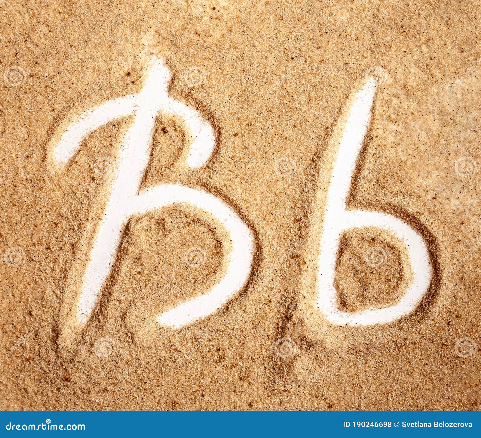 Letter B. English Handwritten Alphabet in the Sand Stock Photo - Image ...