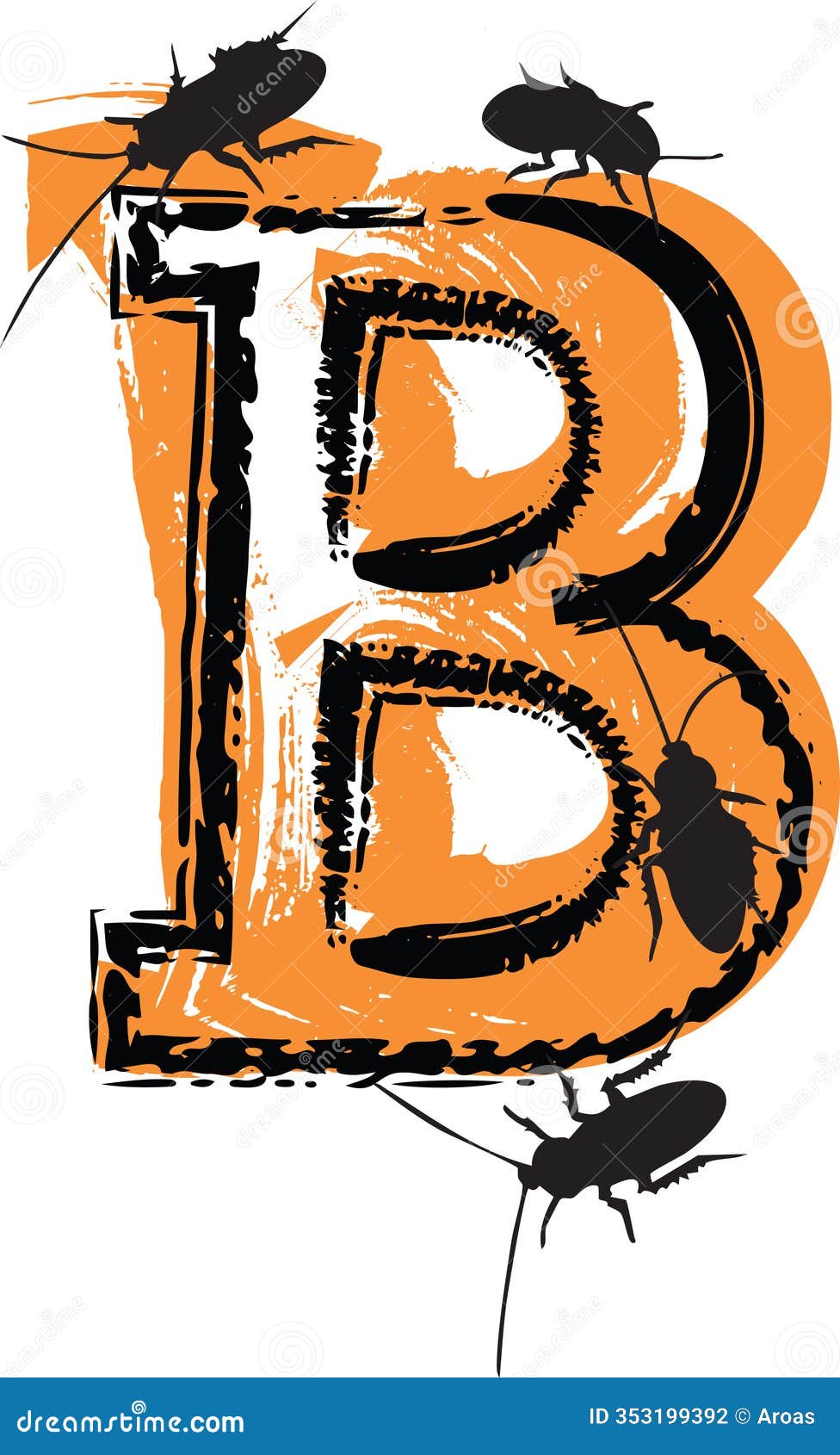 Letter B Filled with Cockroaches and Bugs Stock Illustration ...