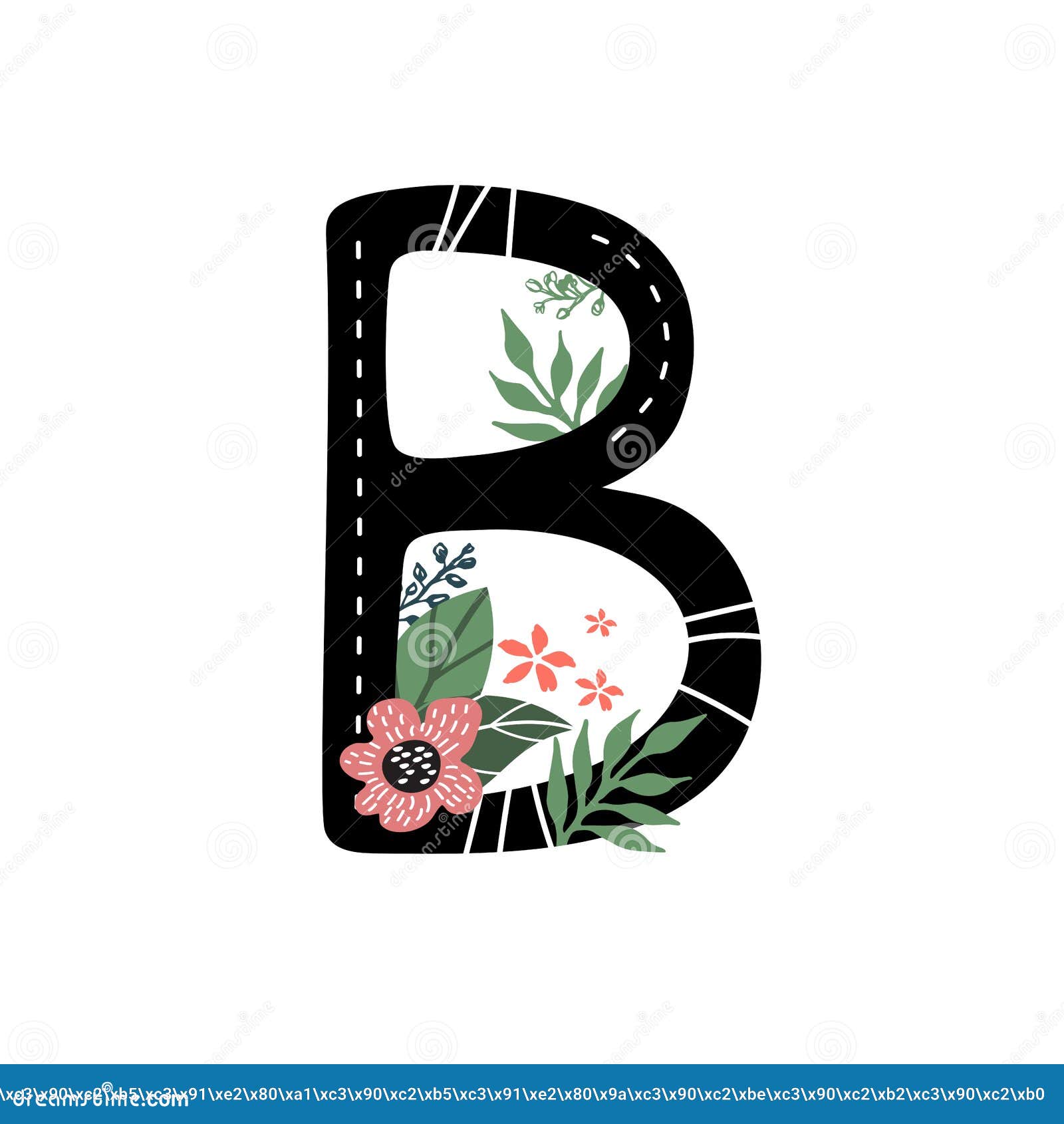 Letter B with Floral Design. Plant Design Stock Vector - Illustration ...