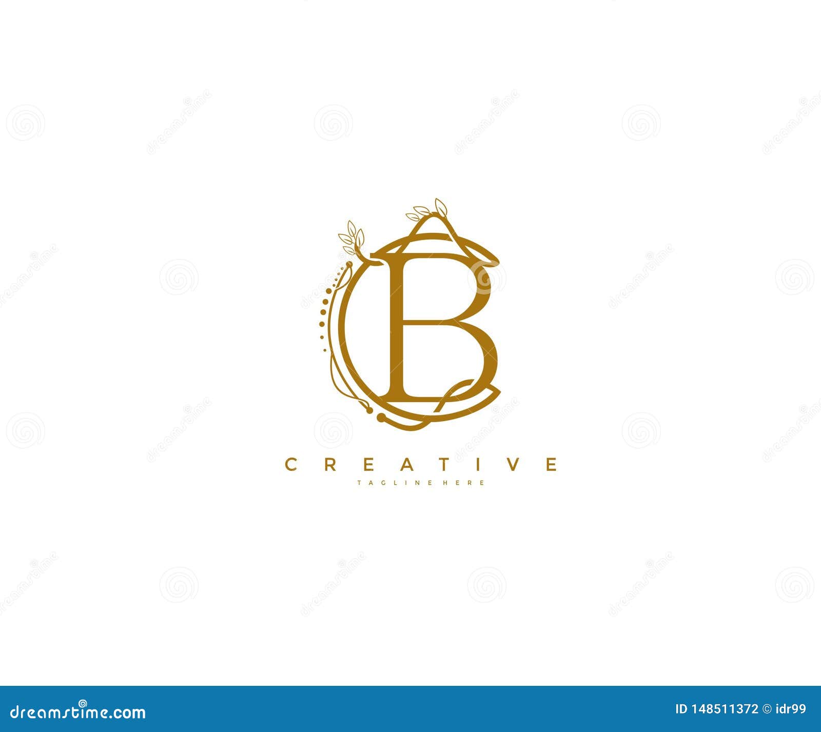 Letter B Floral Monogram Rounded Ornate Elegant Logo Design Stock ...