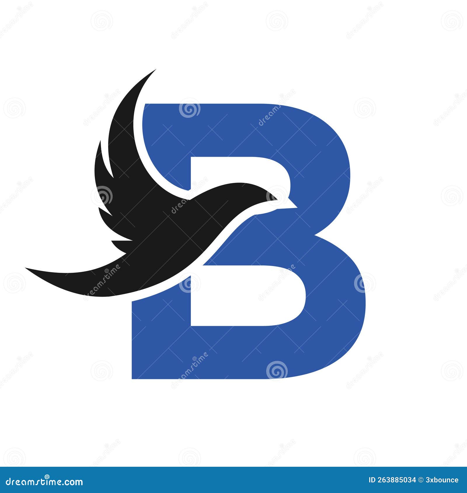 Letter B Flying Bird Logo Template Vector Sign. Dove Bird Logo on ...