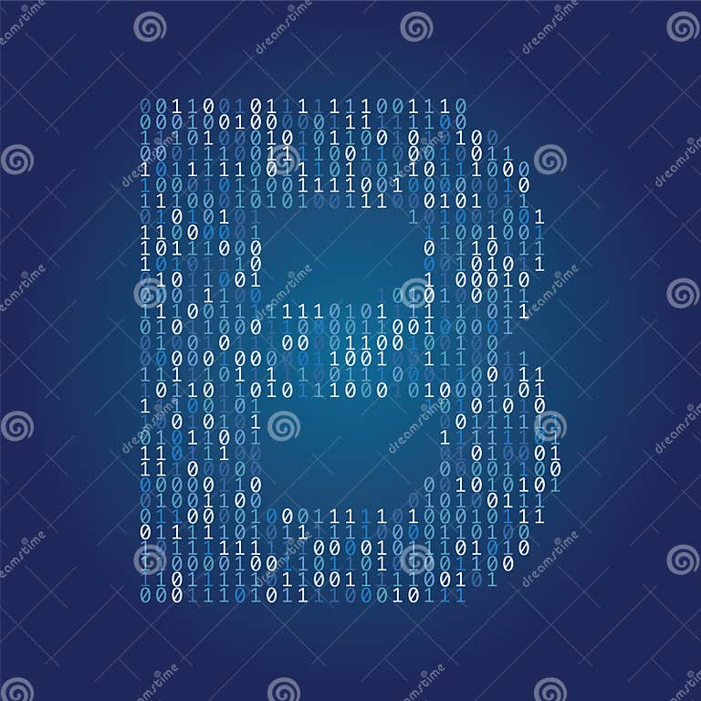 Letter B Font Made from Binary Code Digits on a Dark Blue Background ...