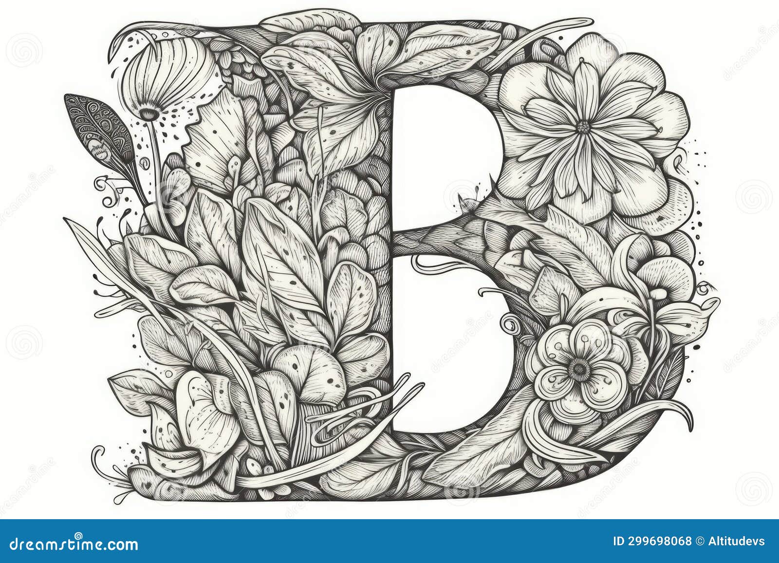 Letter B, Hand-drawn Doodle Style, on White Background Stock ...
