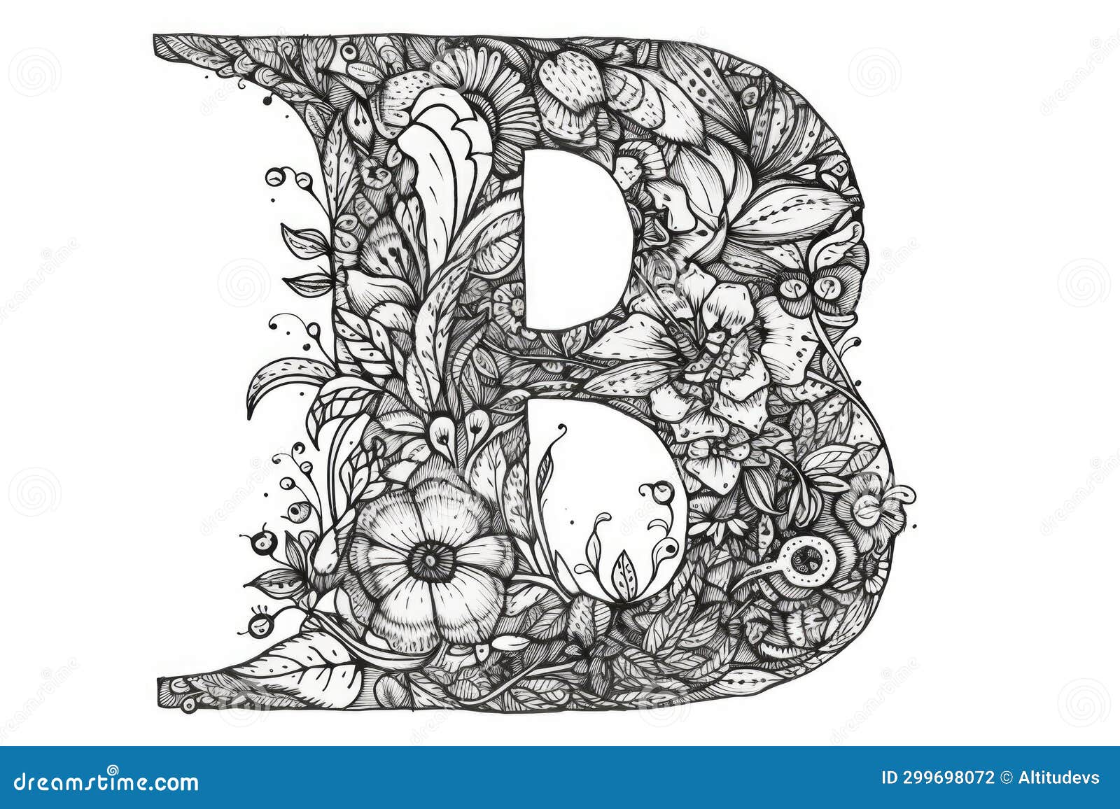 Letter B, Hand-drawn Doodle Style, on White Background Stock ...