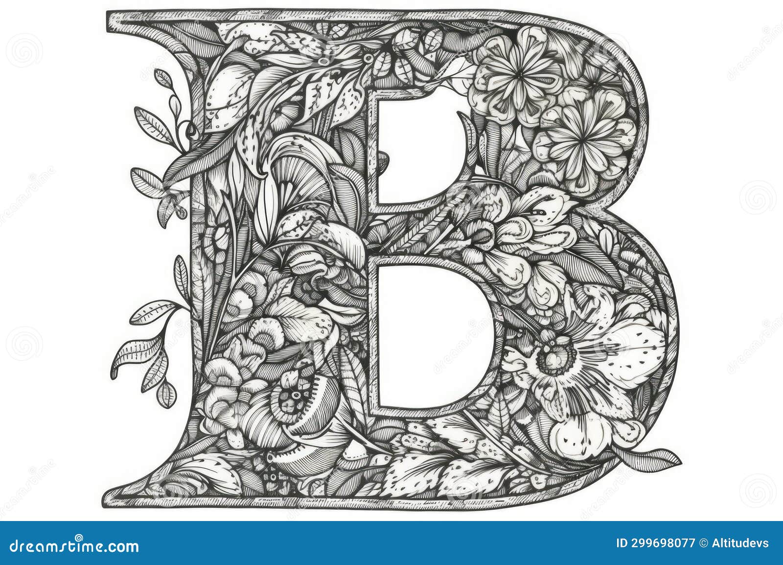Letter B, Hand-drawn Doodle Style, on White Background Stock ...