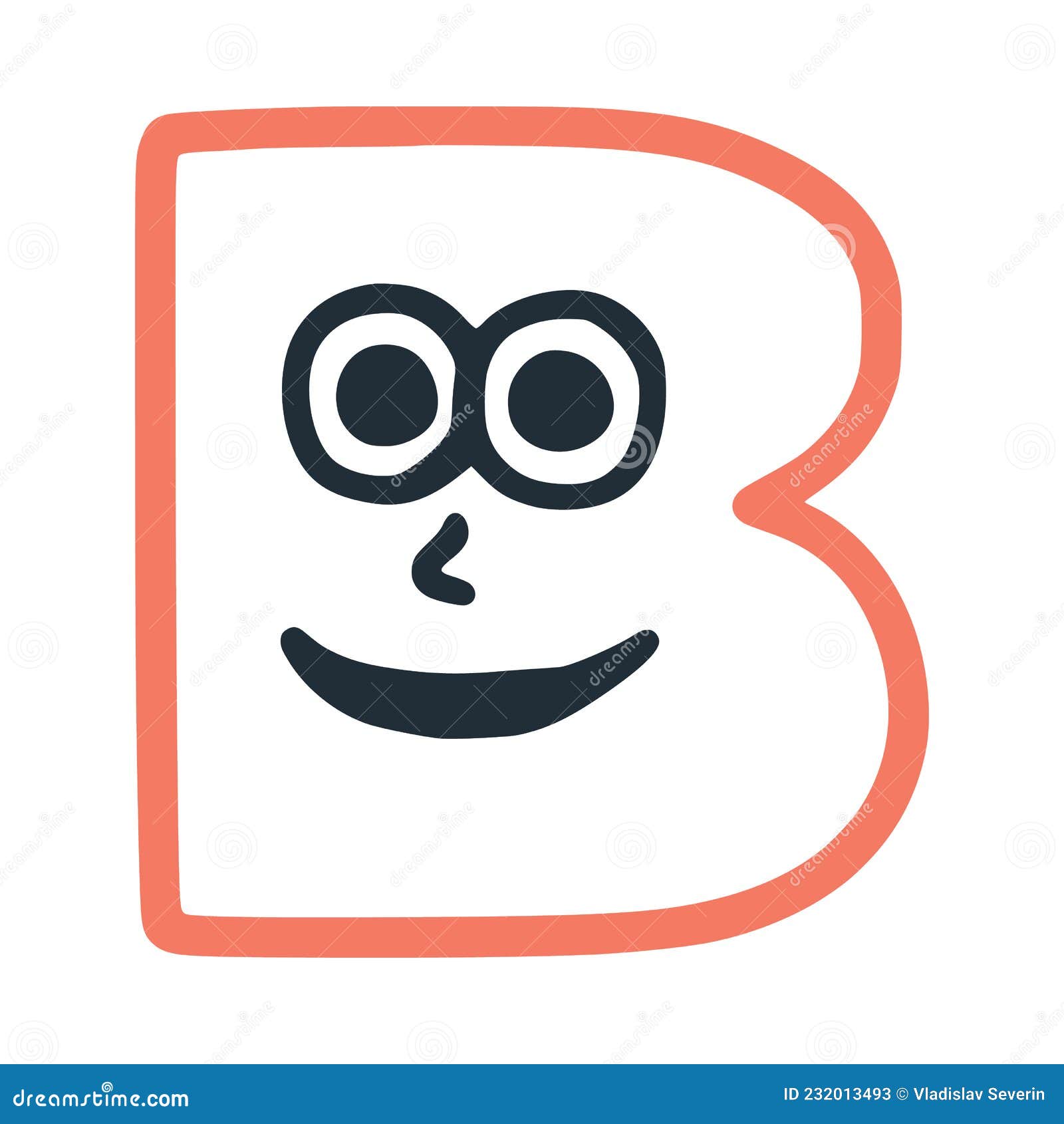 Letter B Happy Eccentric Smiling Character Stock Vector - Illustration ...
