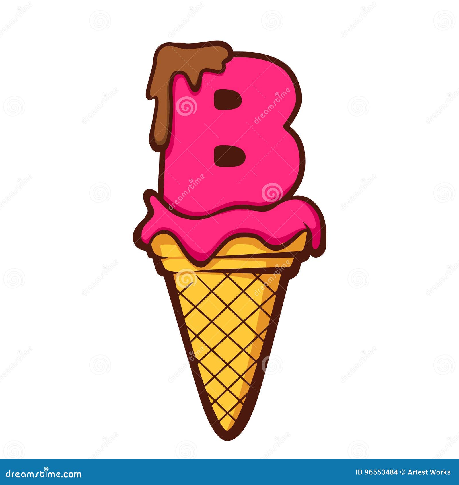 Letter B Ice Cream Cone stock vector. Illustration of monster - 96553484