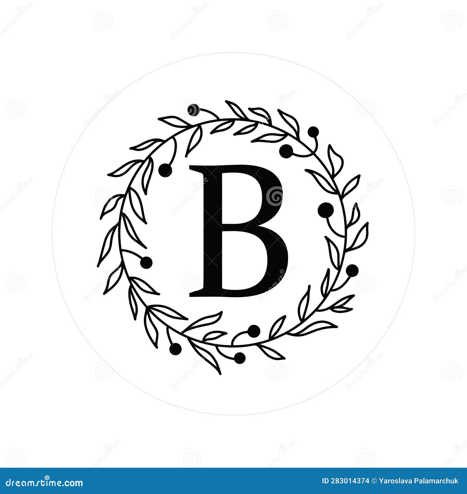 Letter "B" Initials with Round Floral Frames, Vector Monogram Logo ...