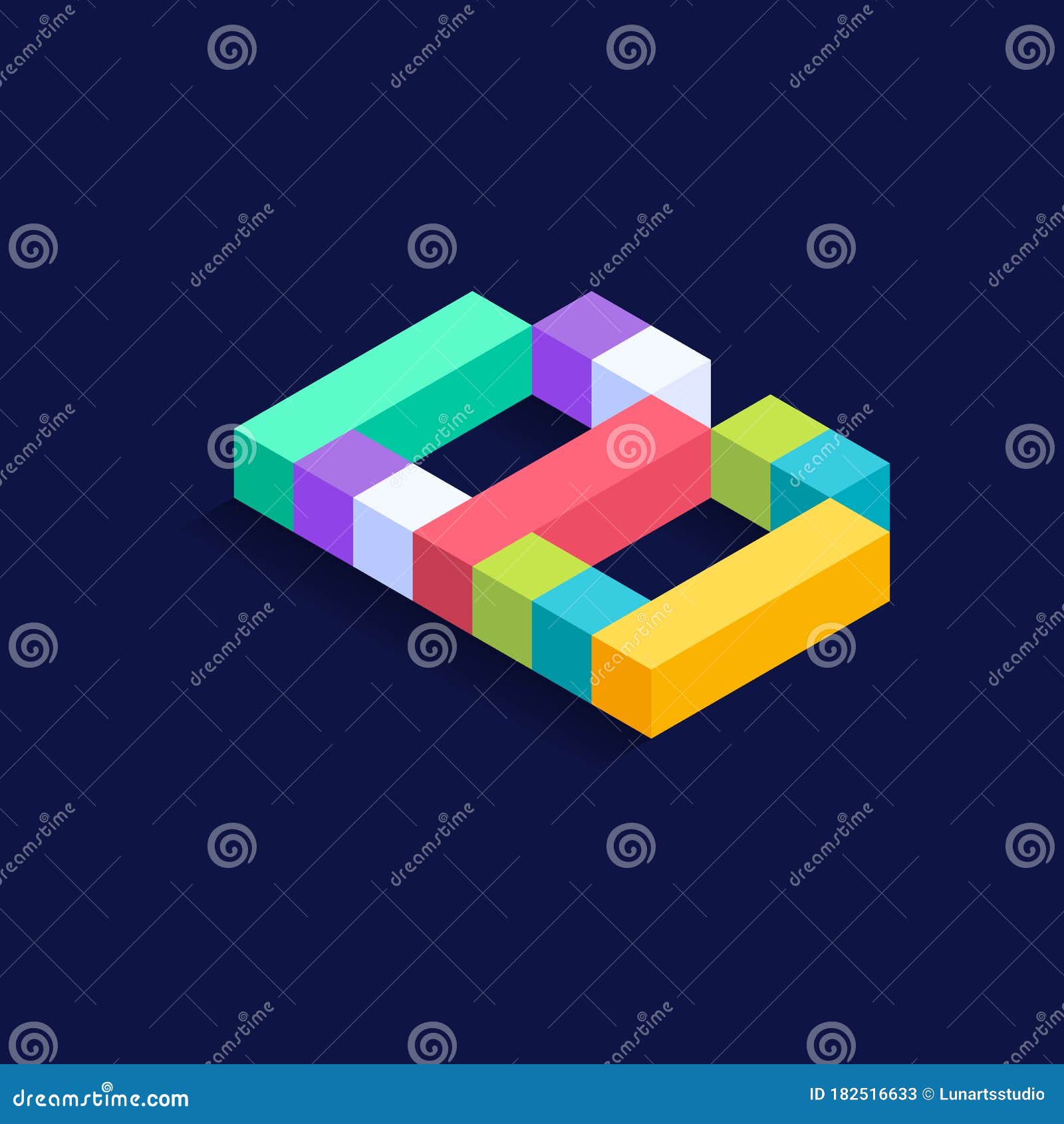 Letter B Isometric Colorful Cubes 3d Design, Three-dimensional Letter ...