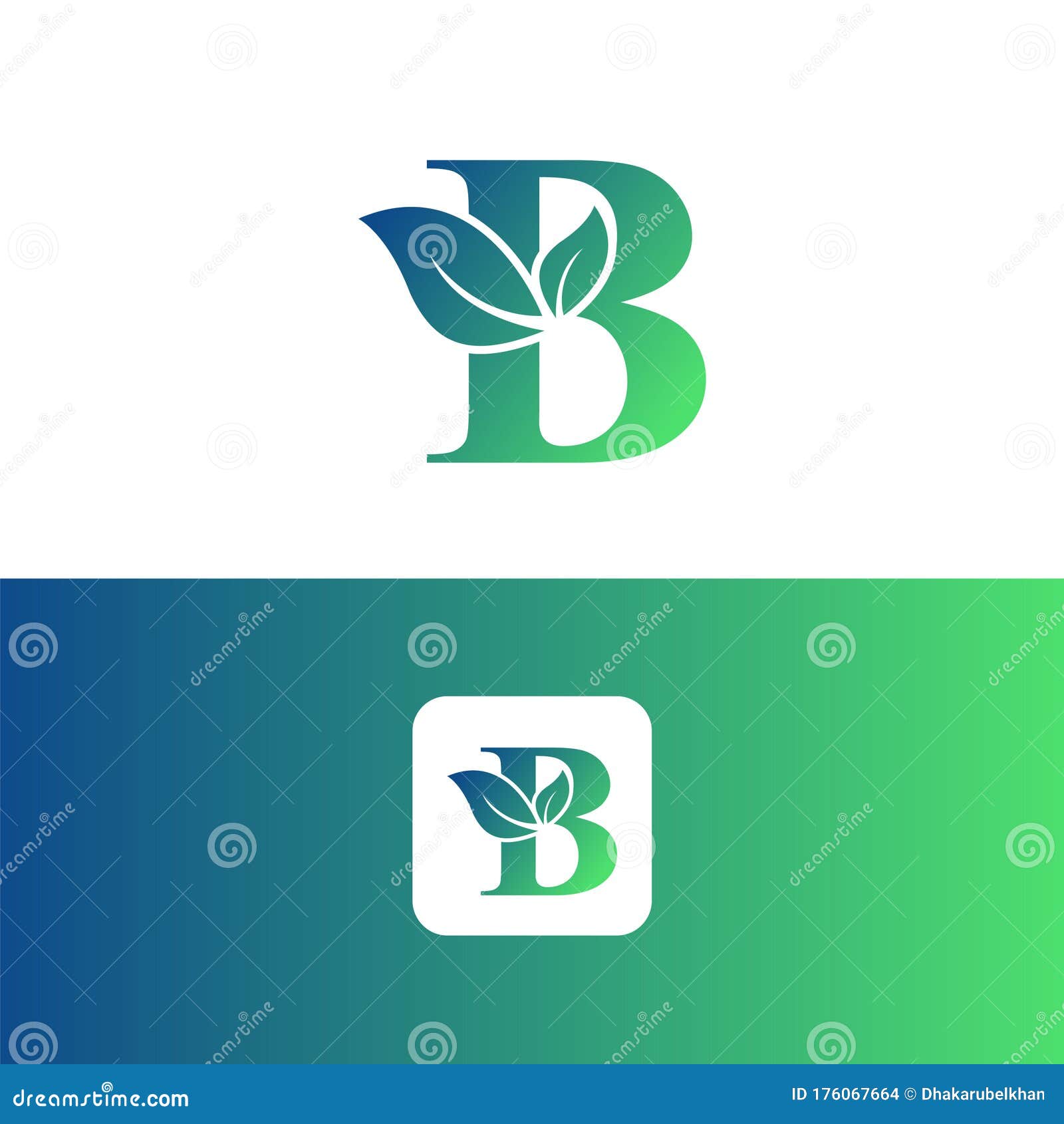Letter B and Leaf Logo Vector, Eco Logo Design. Letter B Vector Stock ...