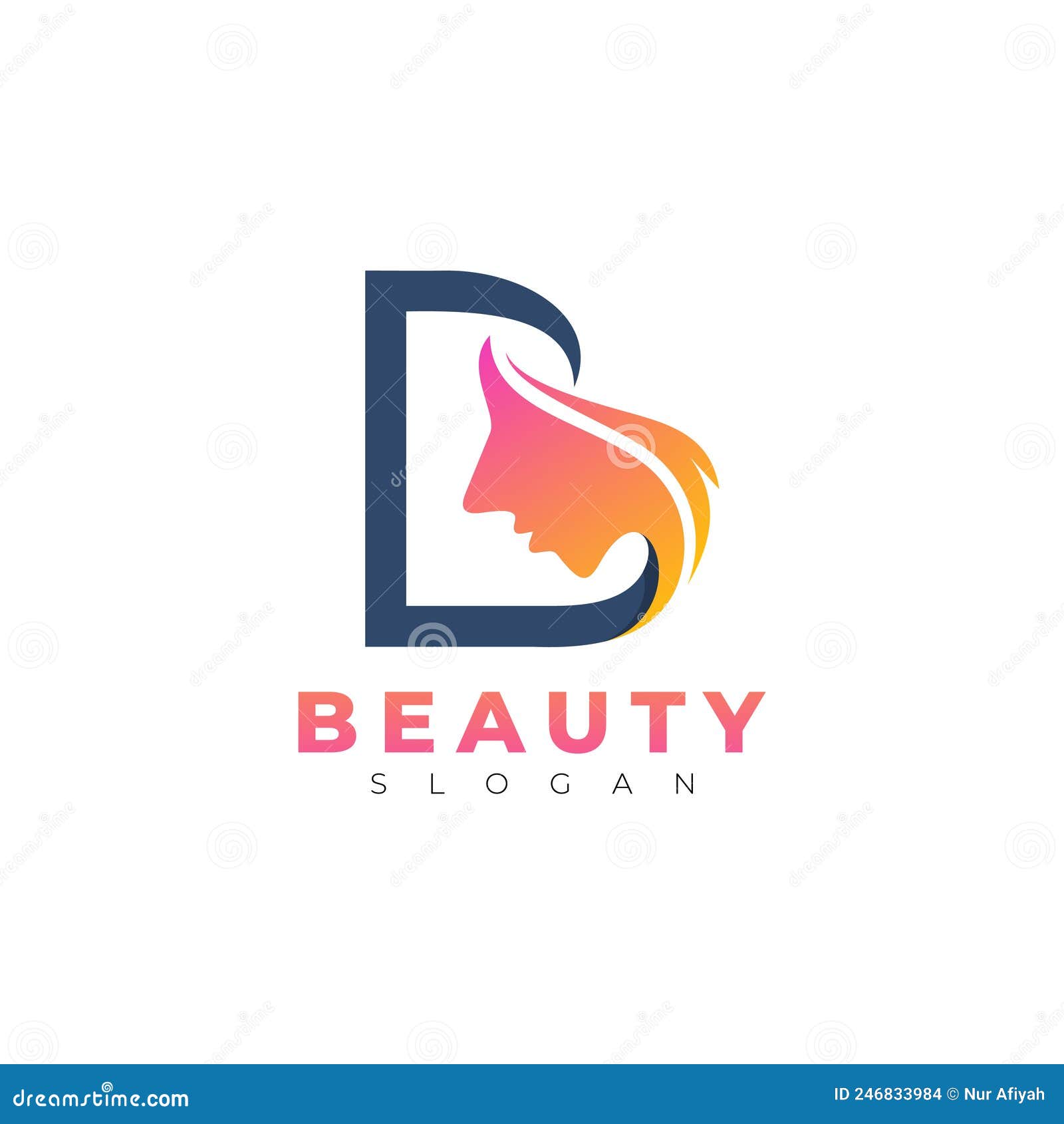 Letter B Logo with Beauty Design Template, Girl Icon Stock Vector ...
