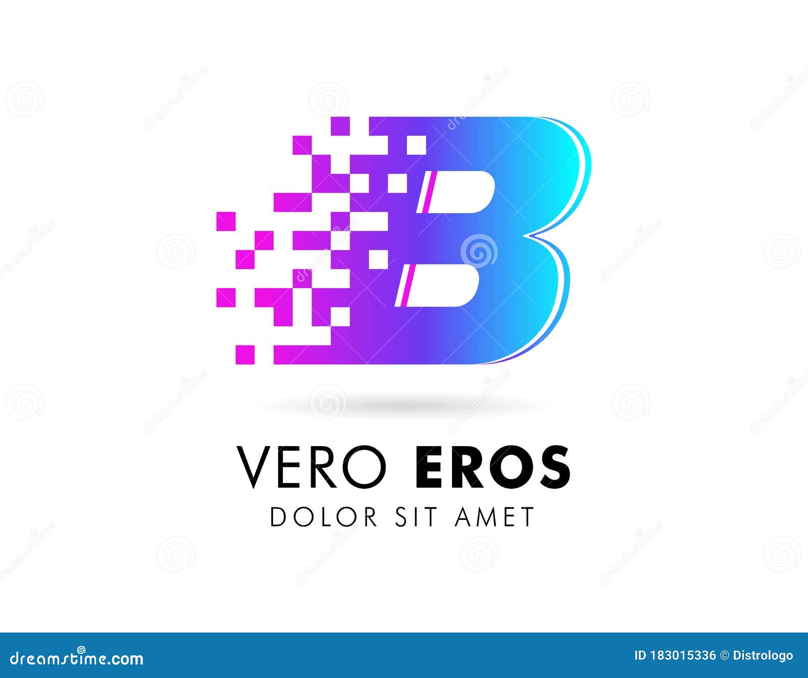 Letter B Logo Design Template. Letter B Logo in Pixel Motion Style with ...