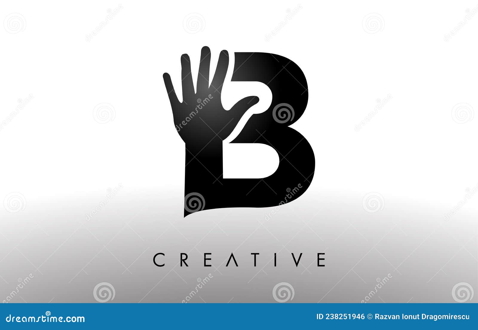 Letter B Logo with Hand Silhouette Vector Icon Illustration. Creative ...