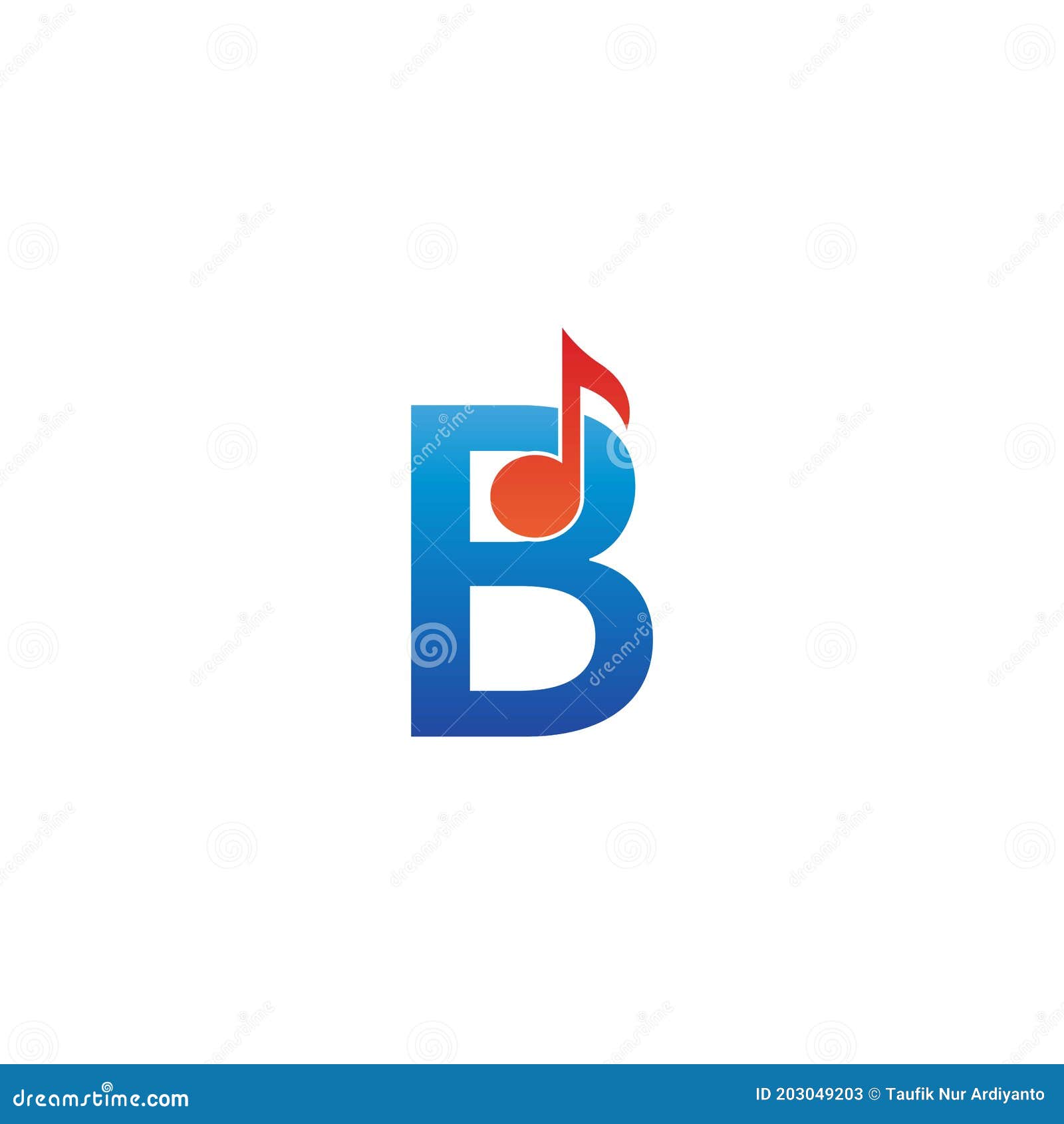 Letter B Logo Icon Combined with Note Musical Design Stock Vector ...