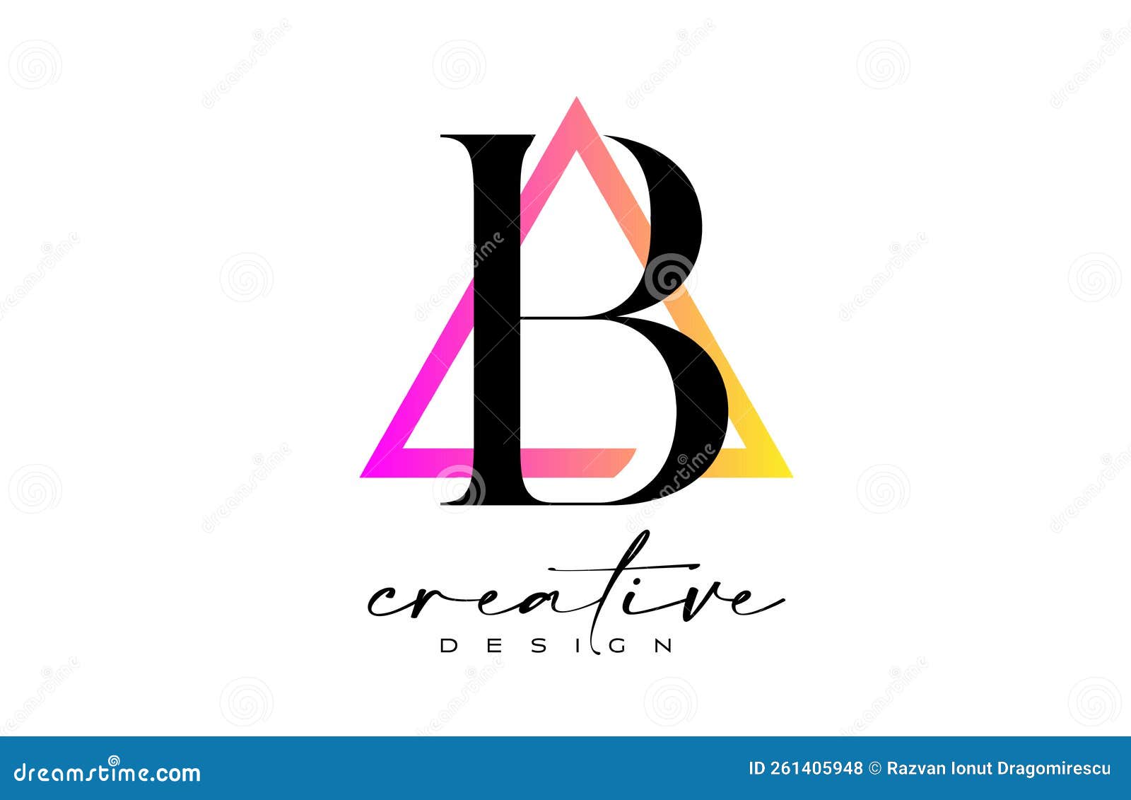 Letter B Logo Inside a Triangle with Creative Cut Design Stock Vector ...