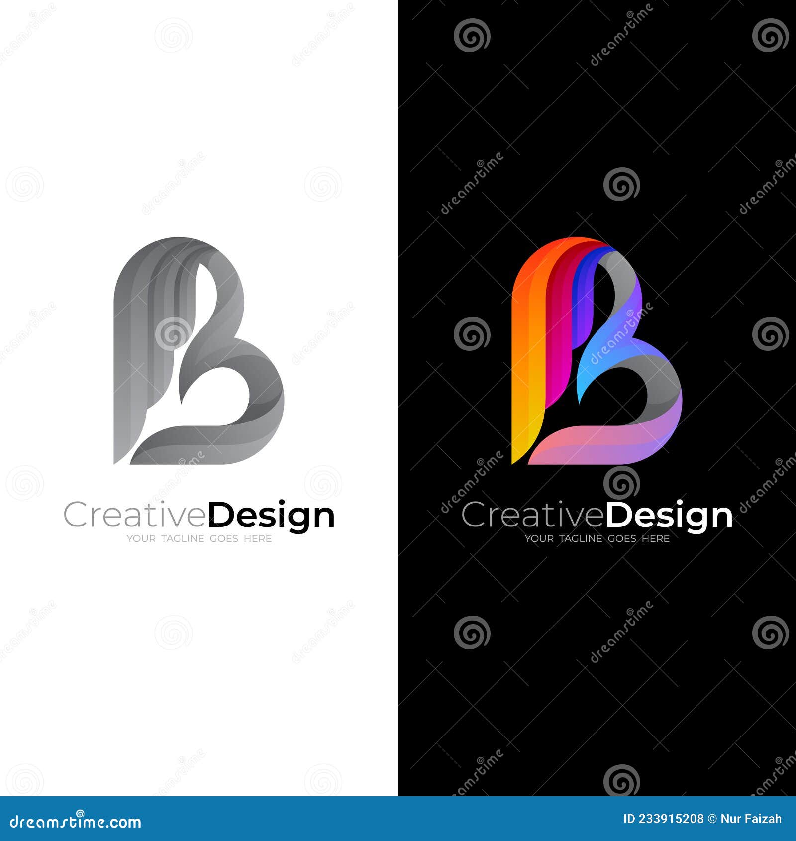 Letter B Logo and Wing Design Colorful, Letter B Icon 3d Stock Vector ...