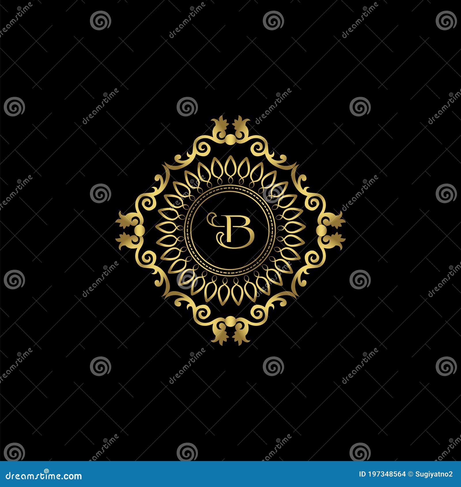 Letter B Luxury Ornament Logo. Monogram Crest Initial Letter Vector ...