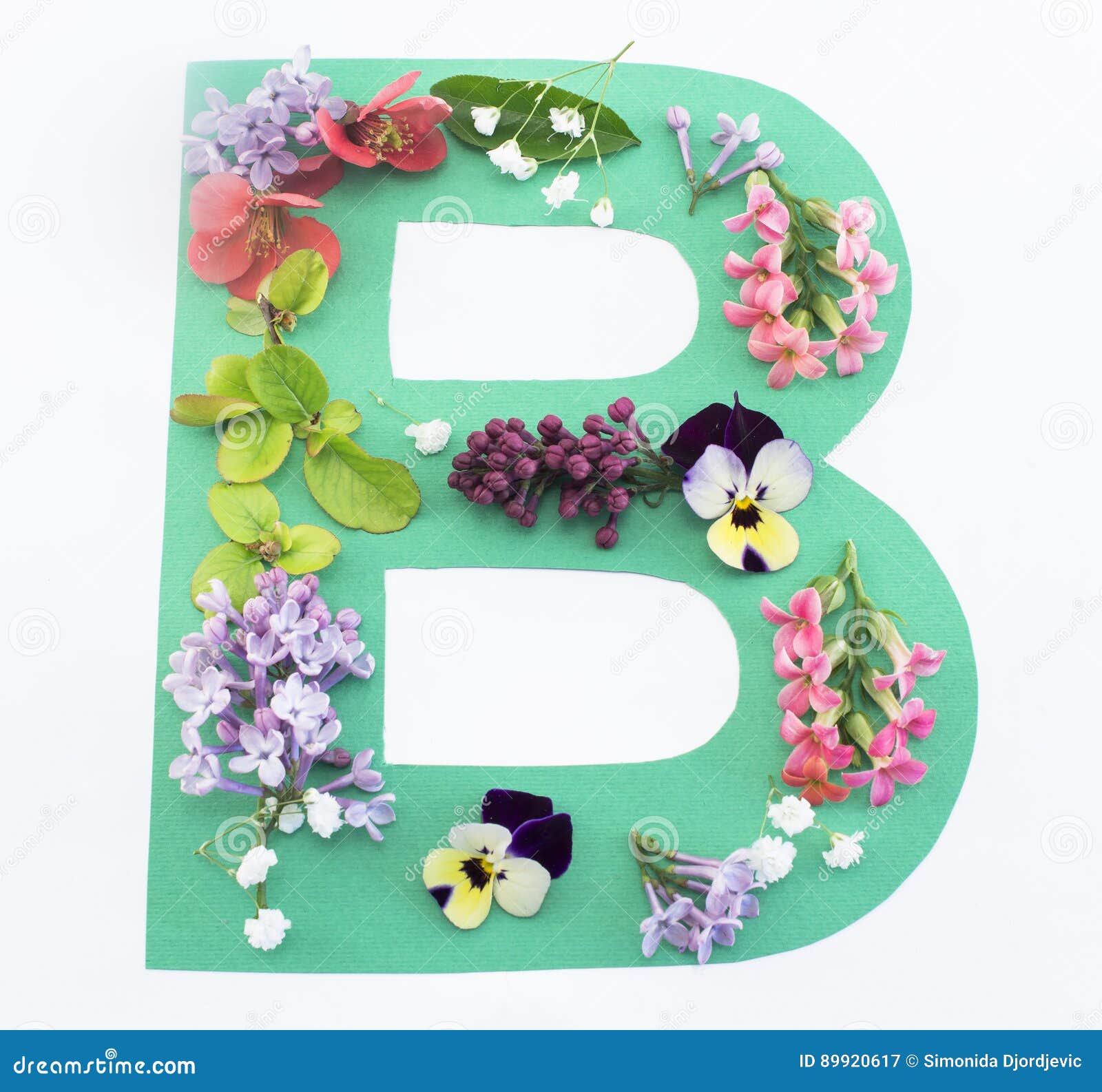 Letter B Made of Spring Flowers and Paper Stock Image - Image of pansy ...