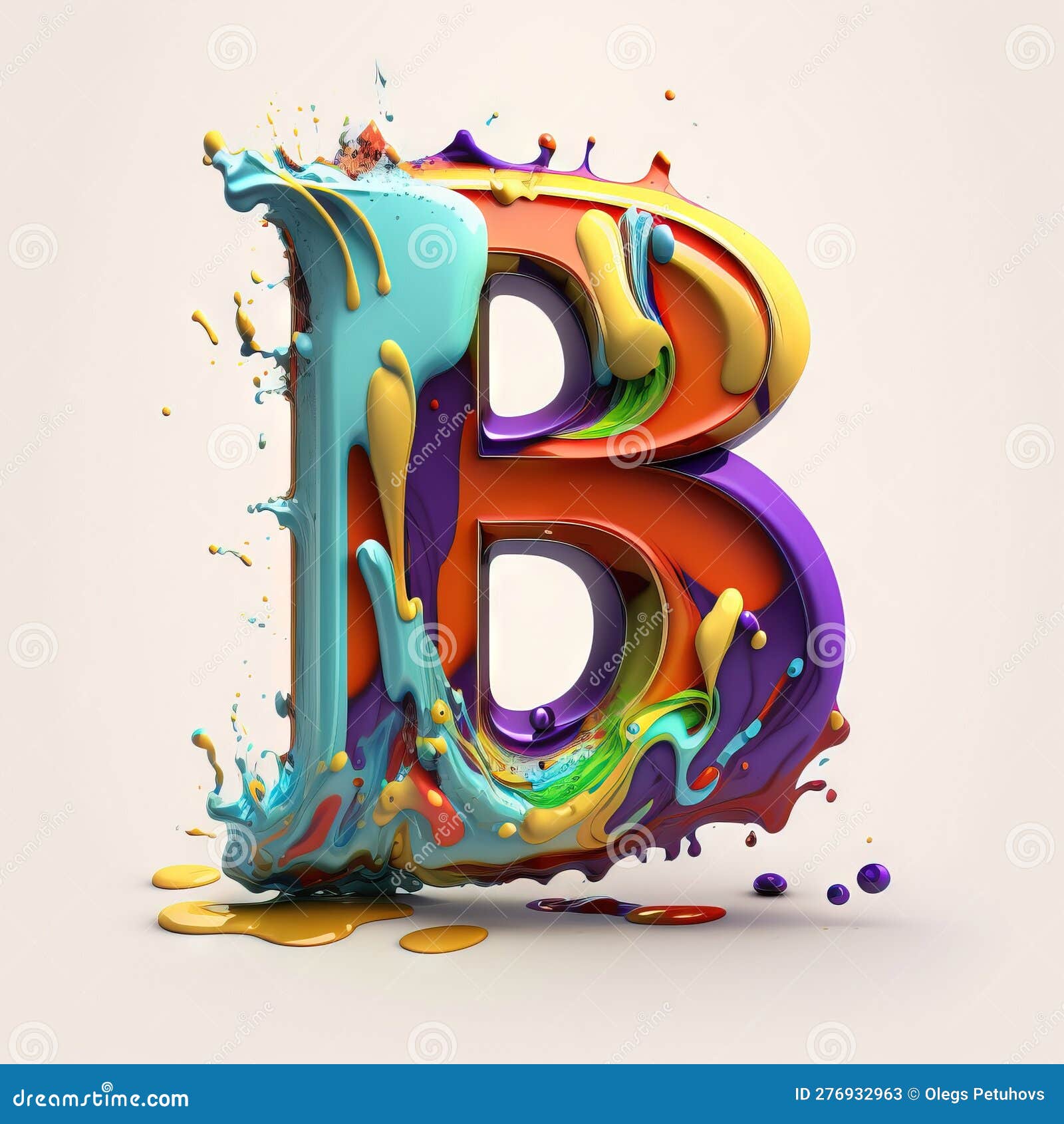 The Letter B is Made Up of Multicolored Paint and Sprinkles on a White ...