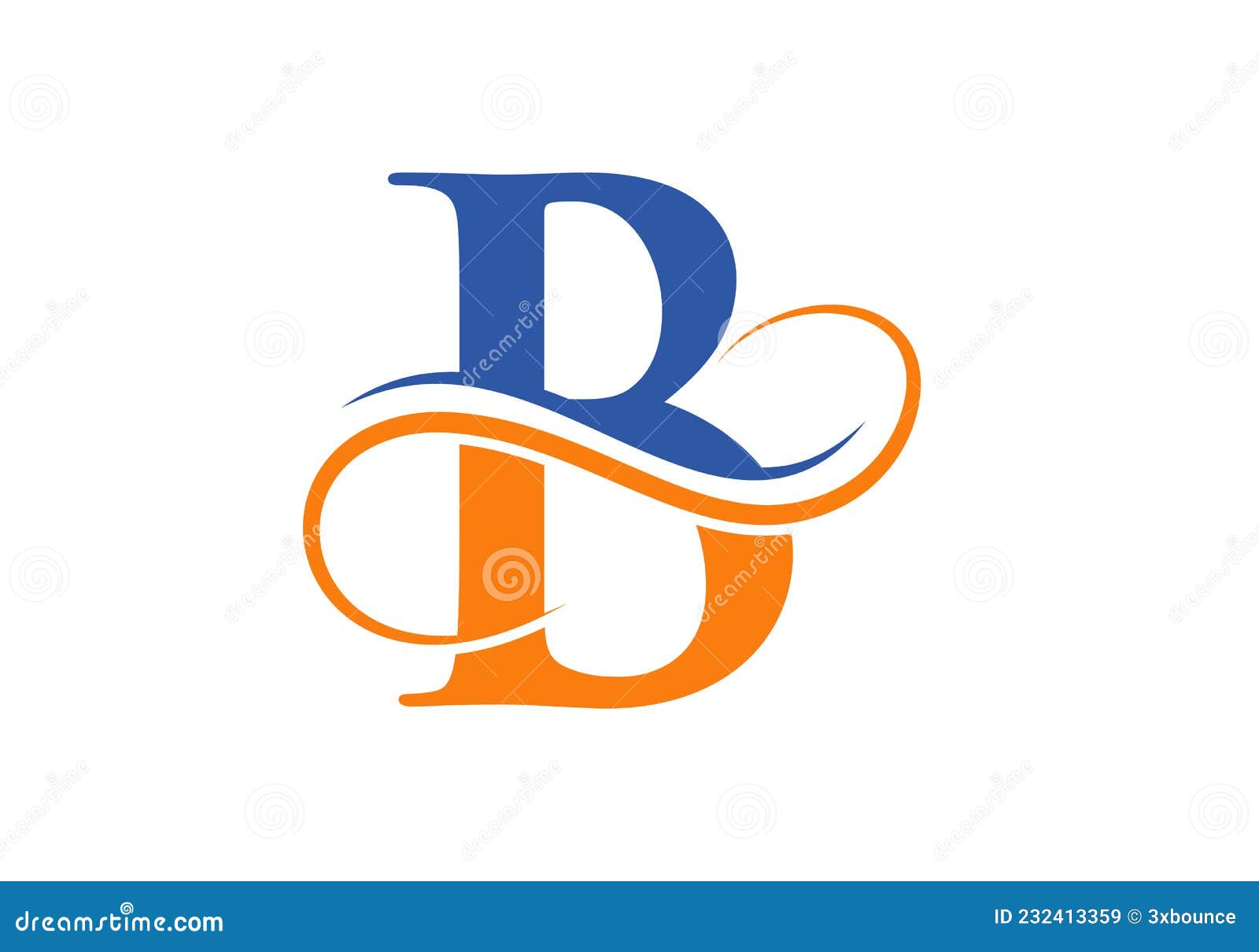 Letter B Modern Shape Logo Design Template. B Logo with Creative Curved ...