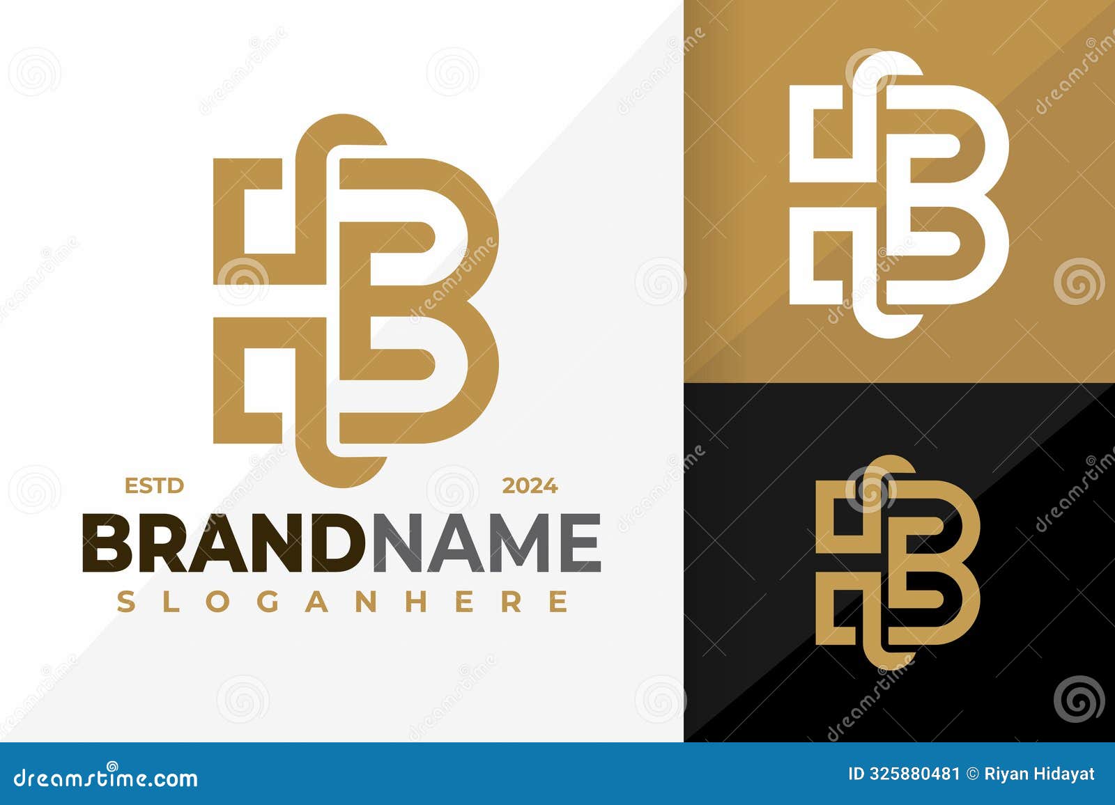 Letter B Monogram Logo Design Vector Symbol Icon Illustration Stock ...