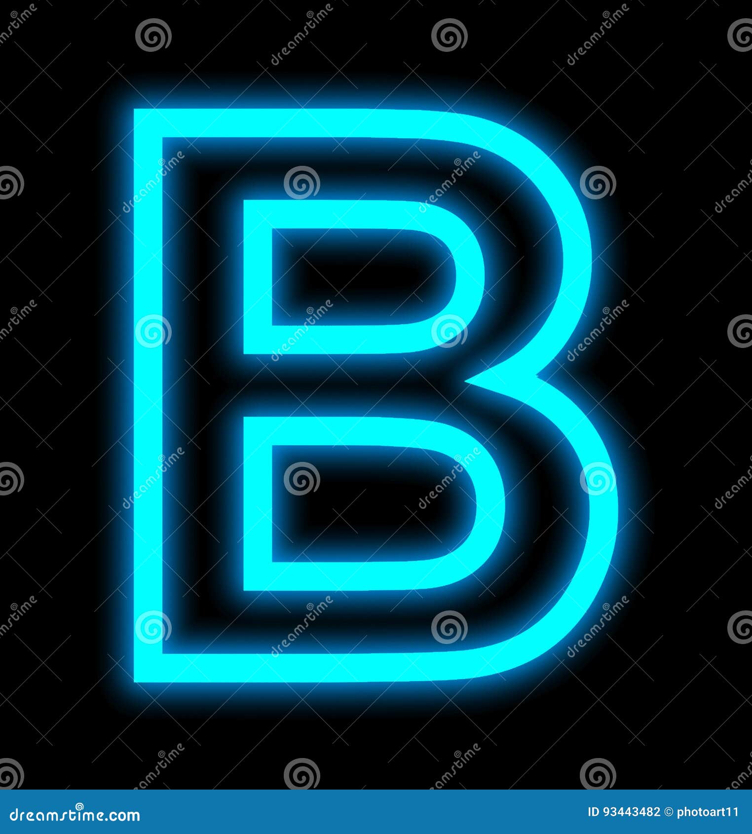 Letter B Neon Lights Outlined Isolated on Black Stock Illustration ...