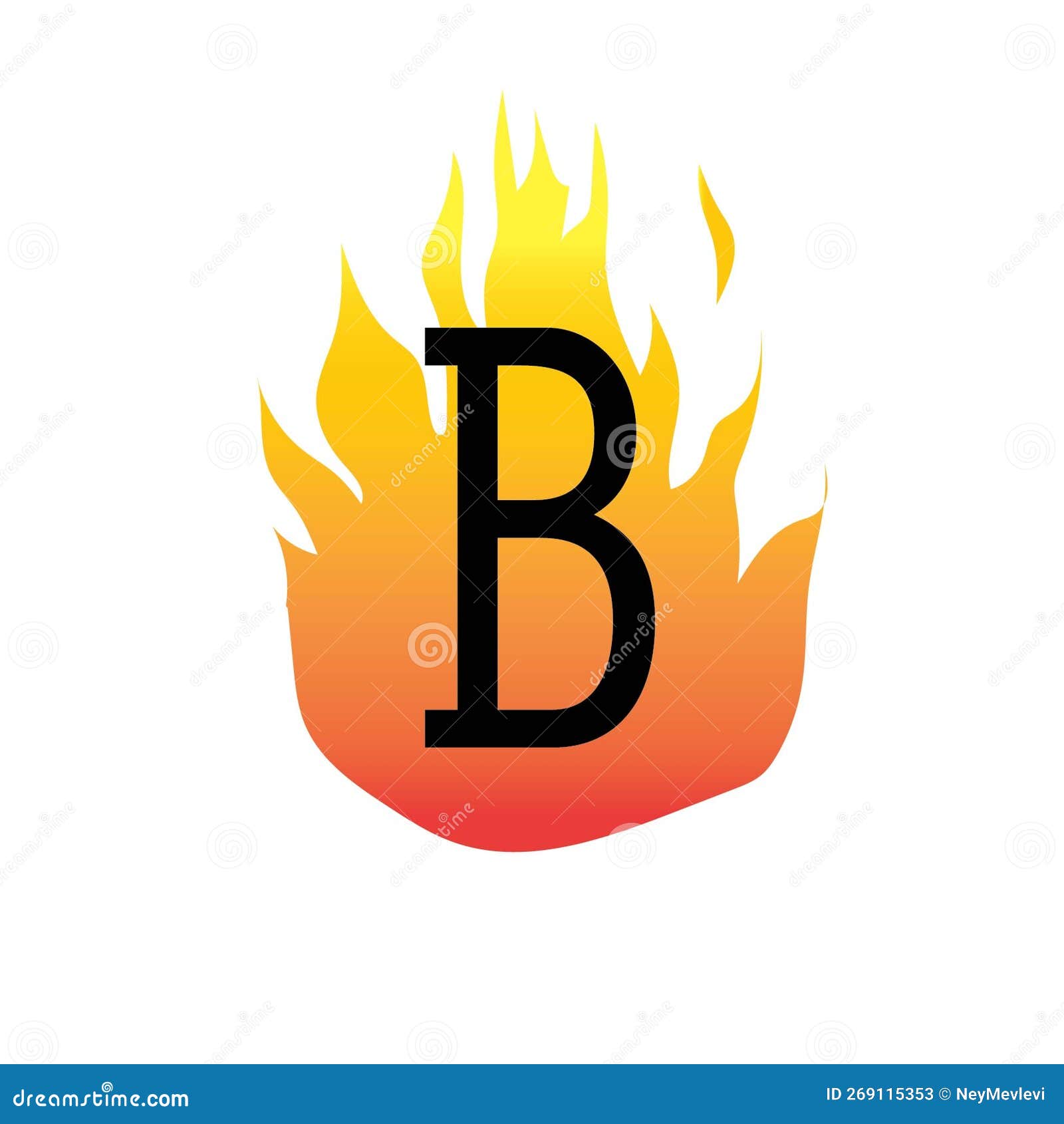 Letter B with Orange Flame Shape Illustration. Stock Illustration ...