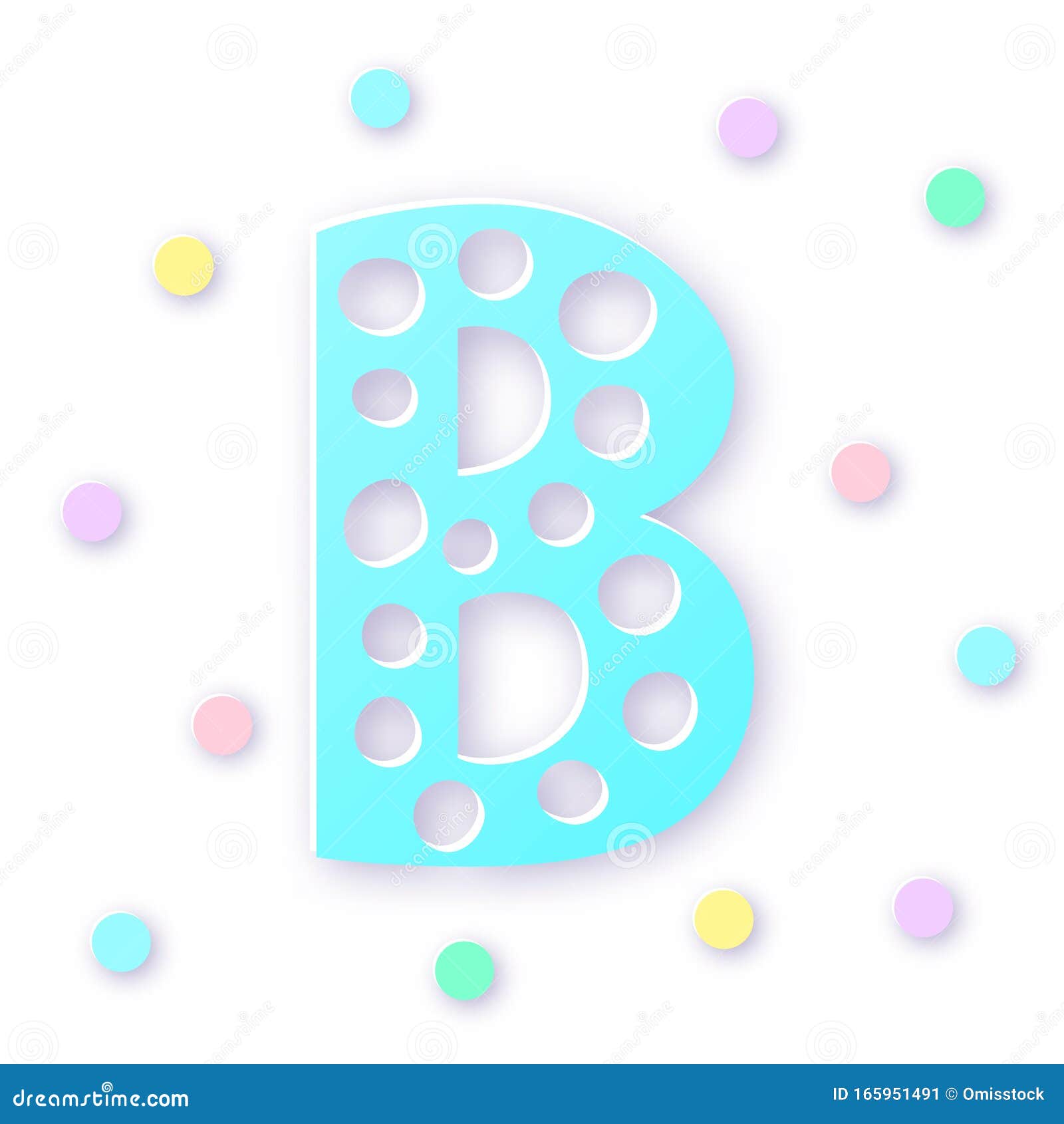 Letter B in Paper Cut Style on White Background. Typographic Design ...