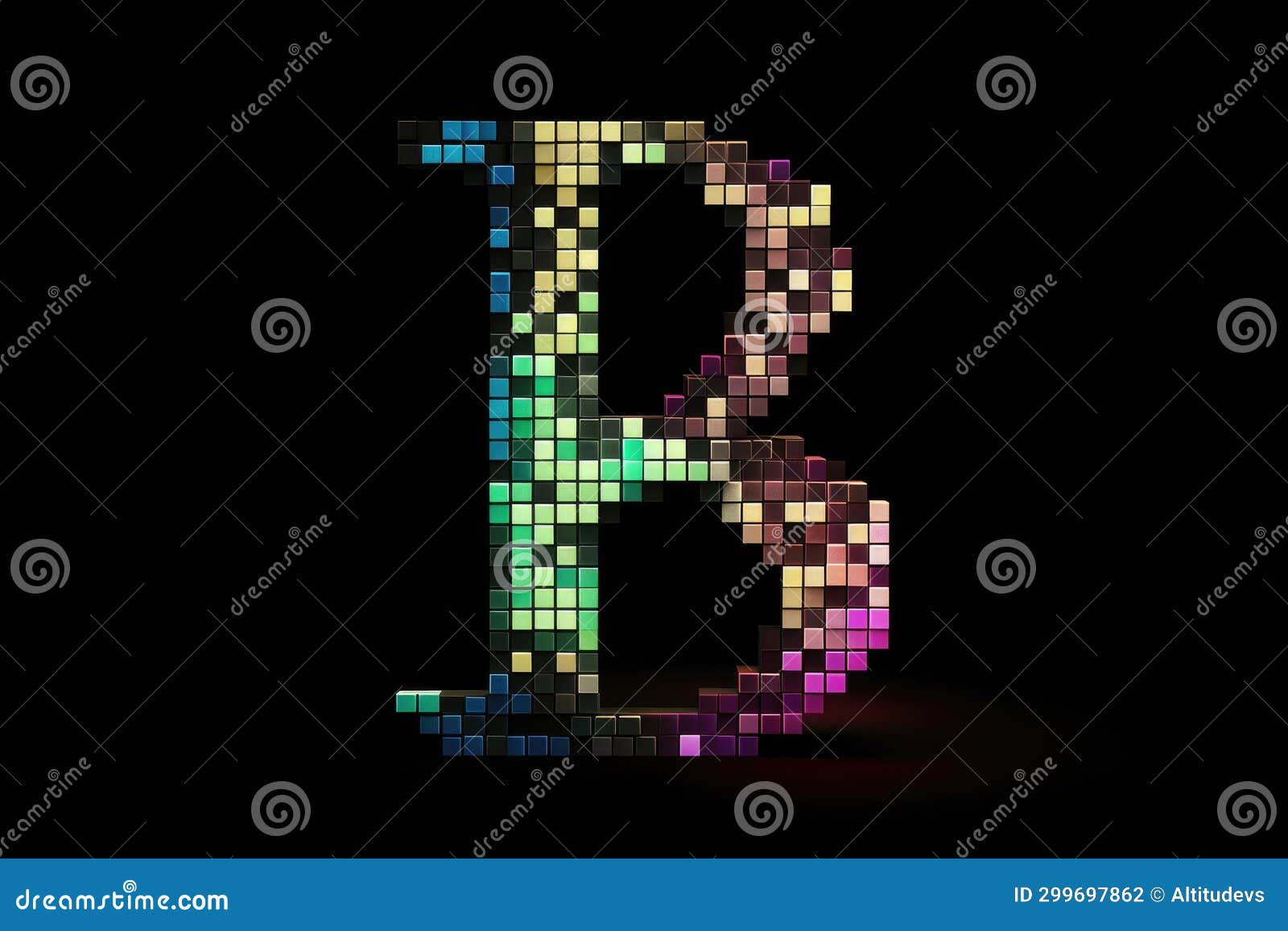 Letter B, Pixel Art Style, on Black Background Stock Illustration ...