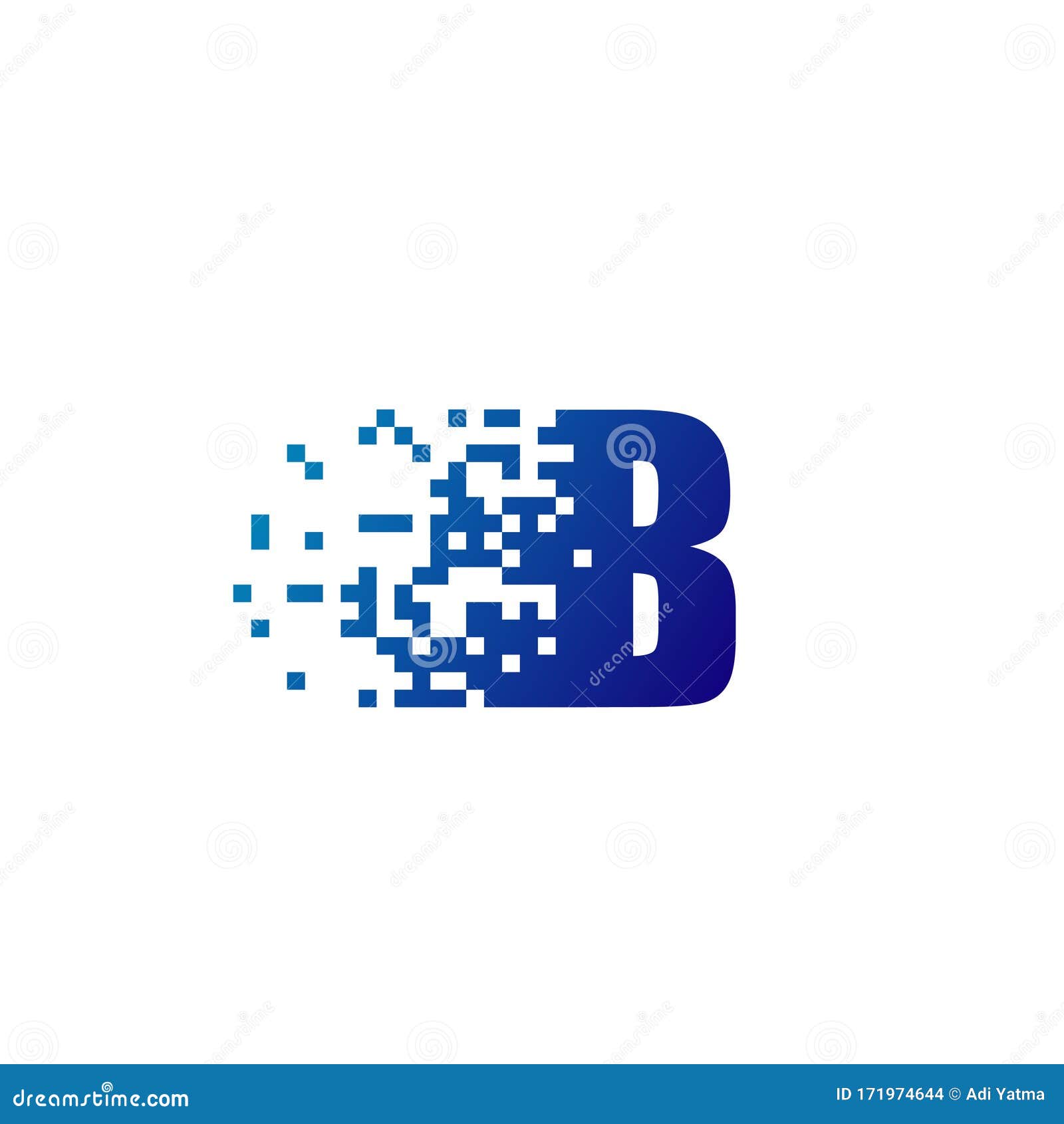 Letter B Logo with Pixel Symbol Stock Vector - Illustration of logotype ...