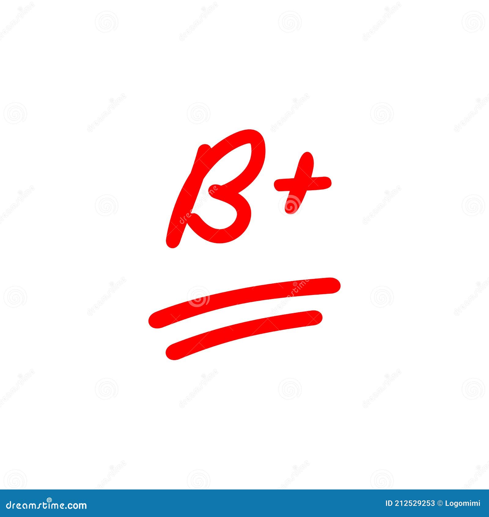 Letter B Plus Test Score, Red Letter Grade Mark, Vector Illustration ...