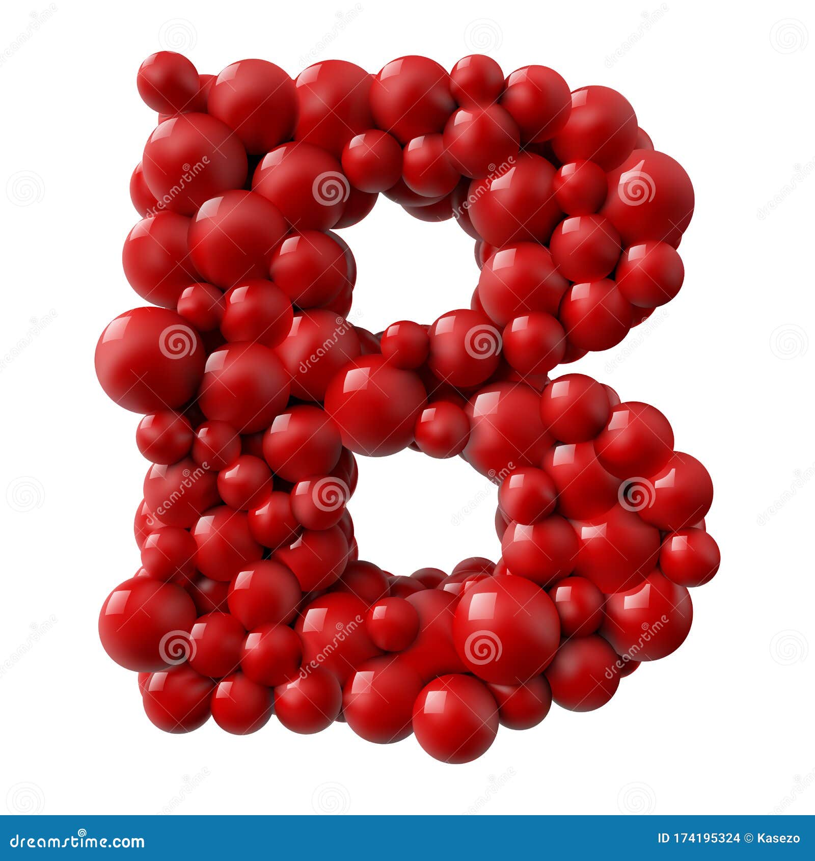 Letter B with Red Colored Shiny Balls. Realistic Vector Illustration ...