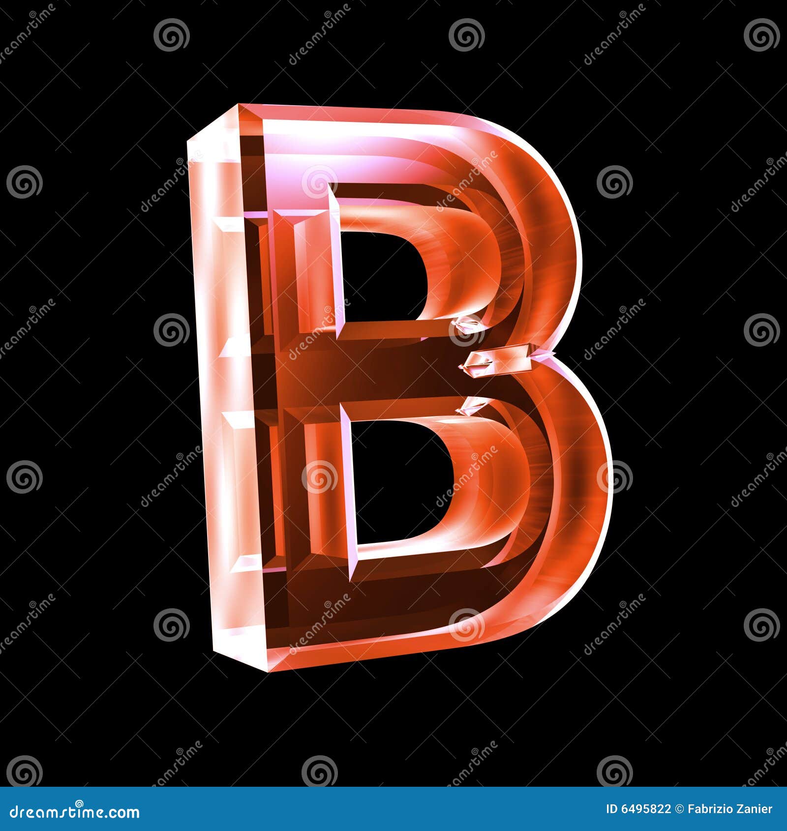 Letter B in red glass 3D stock illustration. Illustration of english ...