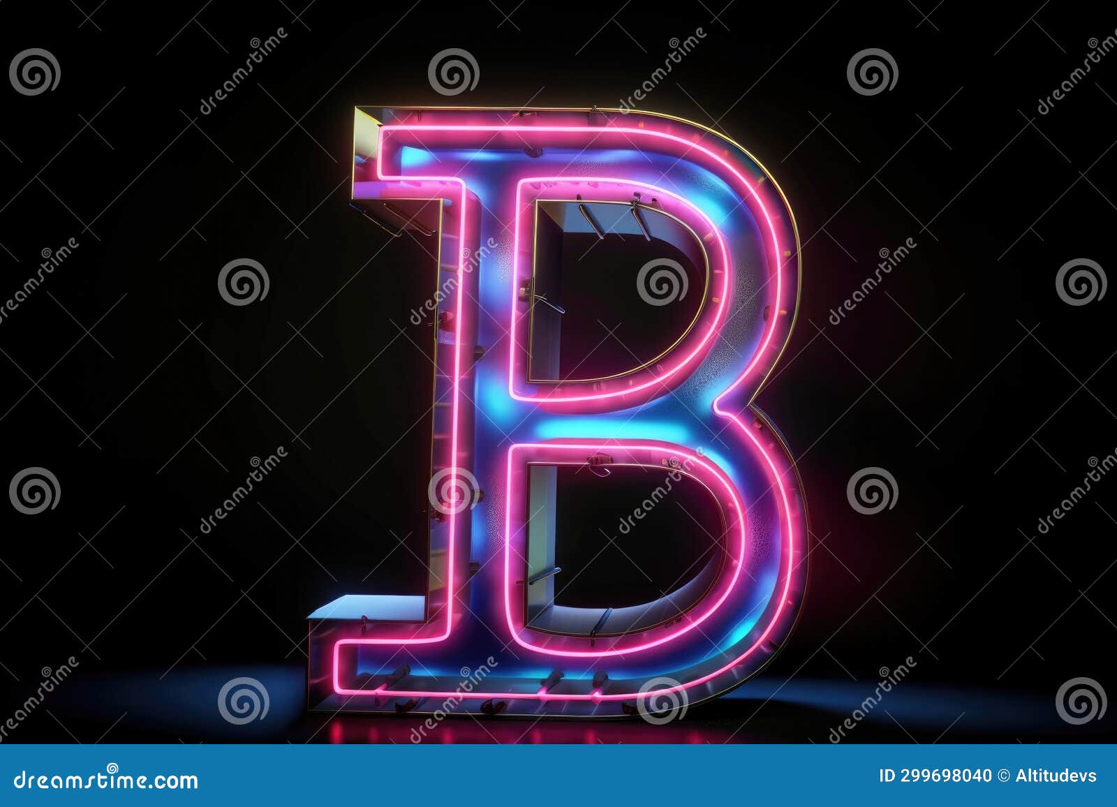 Letter B, Retro 80s Neon Style, on Black Background Stock Photo - Image ...