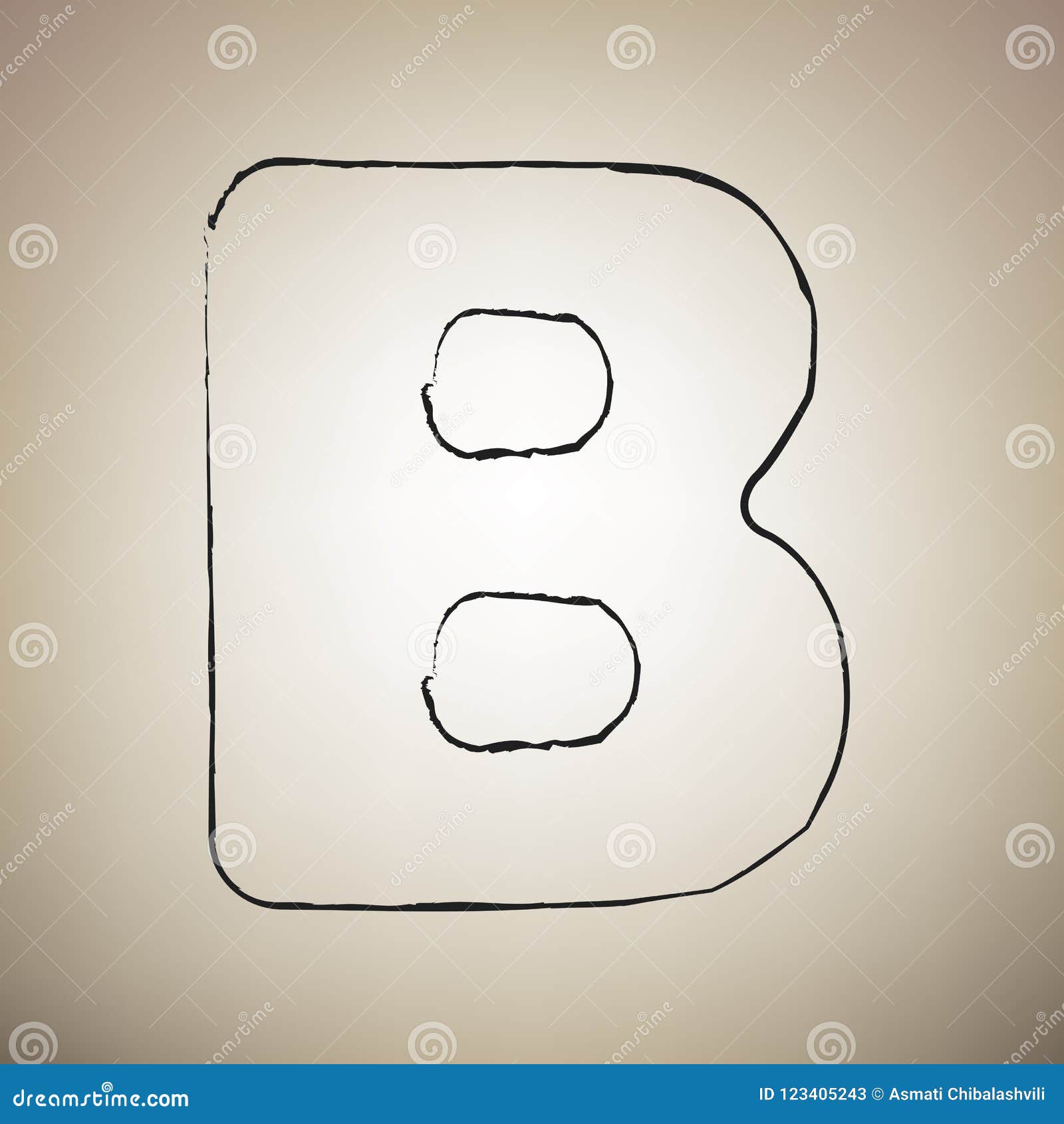 Letter B Sign Design Template Element. Vector. Brush Drawed Black Icon ...