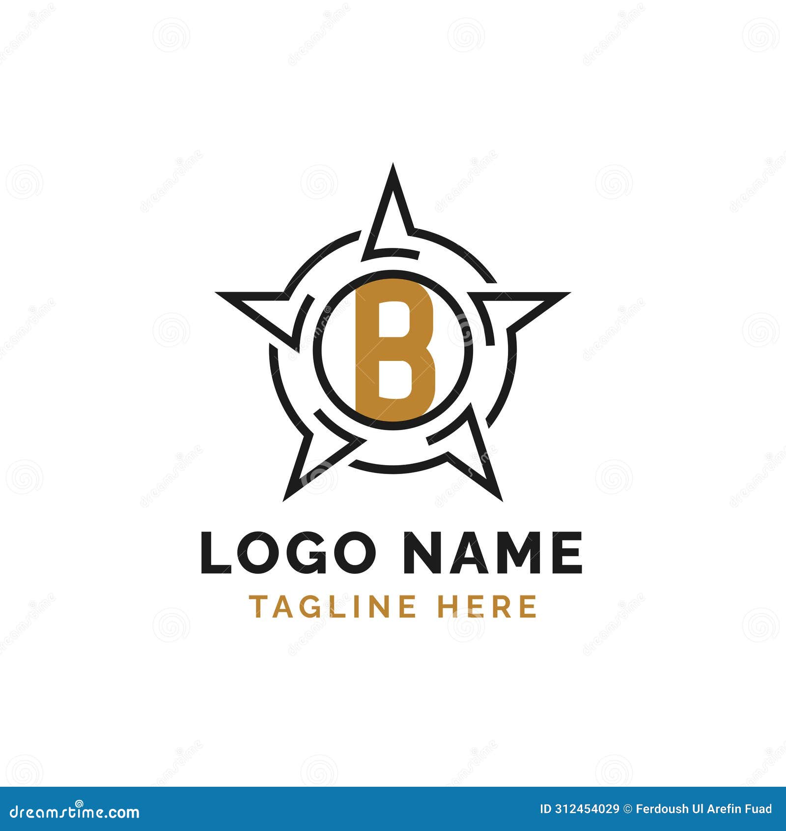 Letter B Star Logo Design. Alphabet B Logo with Star Stock Vector ...